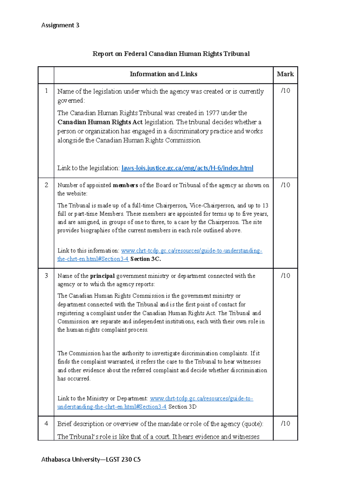 Assignment 3 - LGST 230 - I got a B+ in this course. - Report on ...