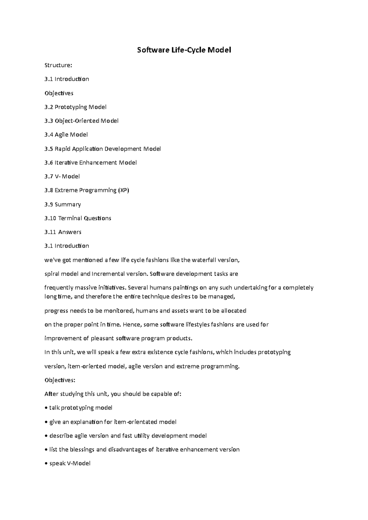 Software Life - Software Life-Cycle Model Structure: 3 Introduction ...