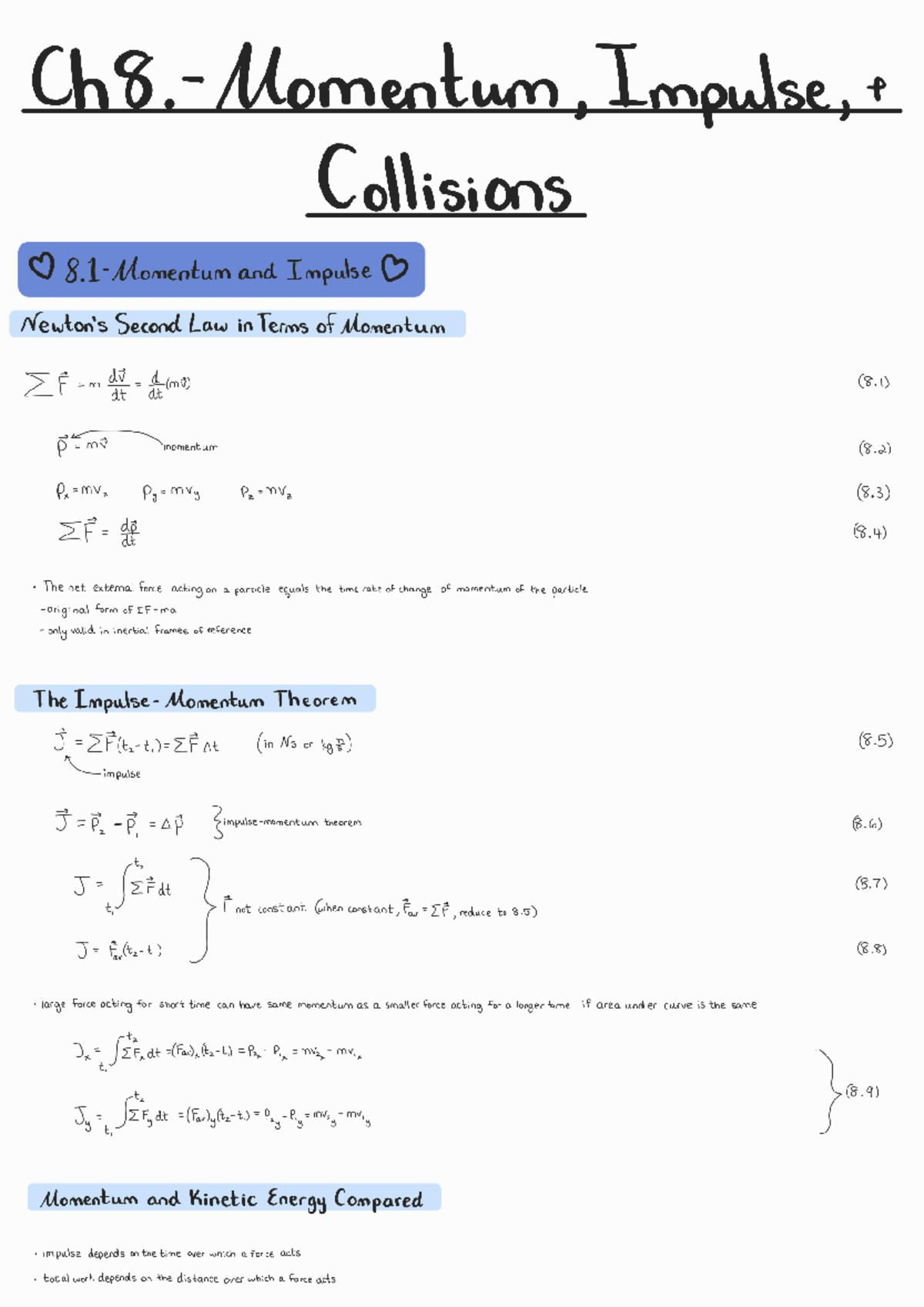 Momentum, Impulse, and Collisions Notes - Momentum , Lmoulse, ollisi ...
