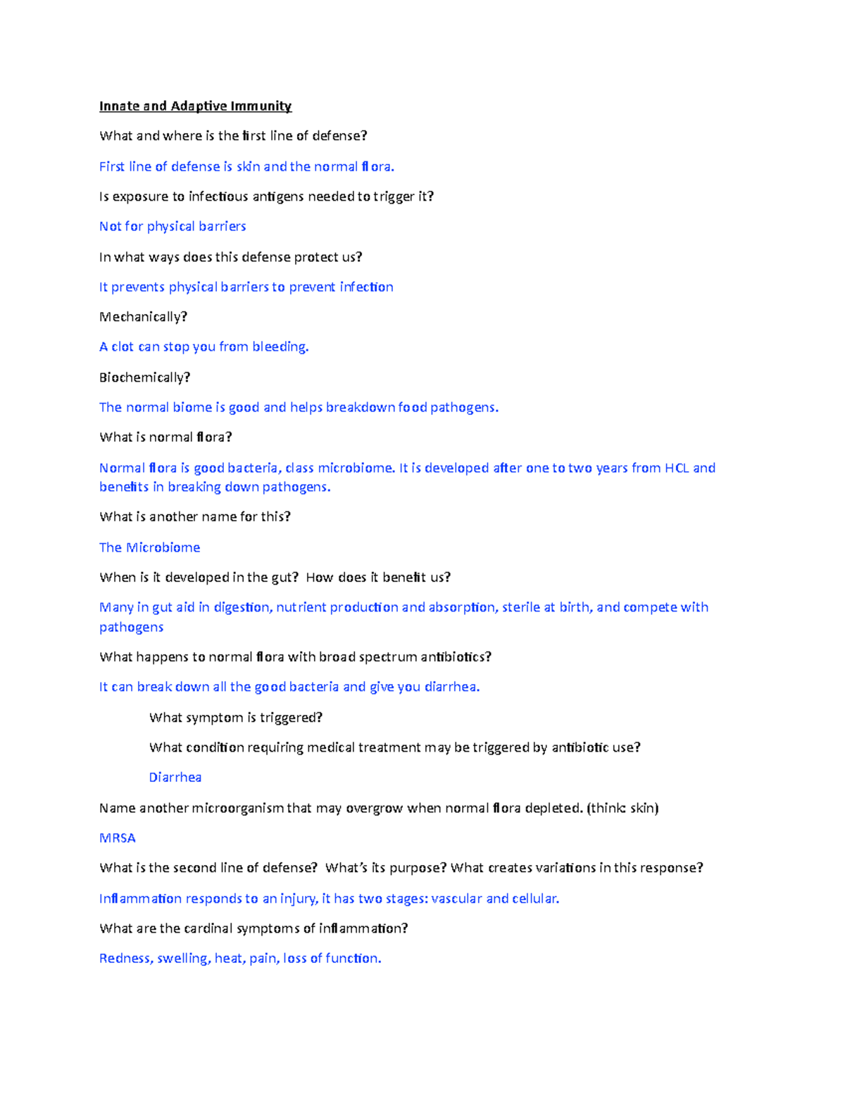 Study Guide #1-Immune, Stress, and Infection SP22 - Innate and Adap*ve ...