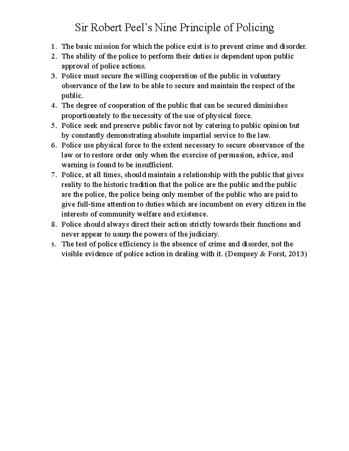 W4 Peel s Nine Principles Sir Robert Peel s Nine Principle Of