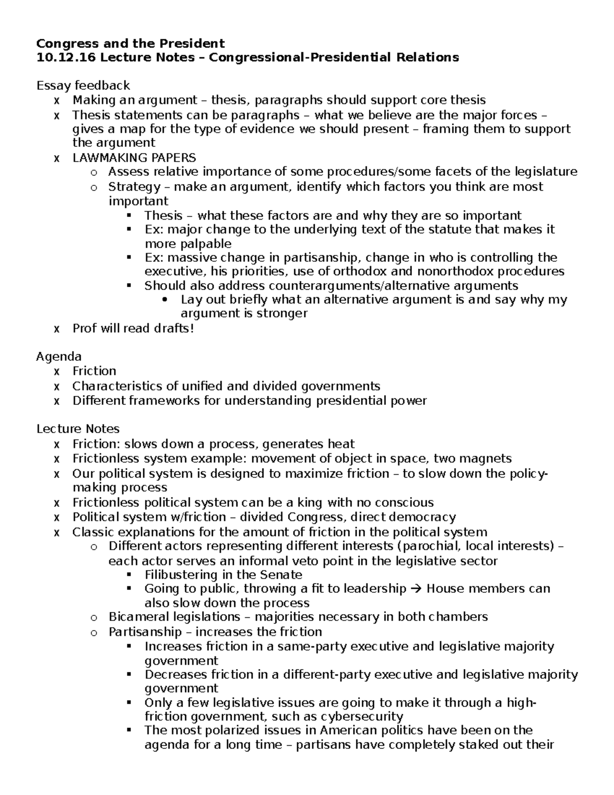 C&P 10.12 (L) - Prof. Michelle Whyman - Congress and the President 10. ...