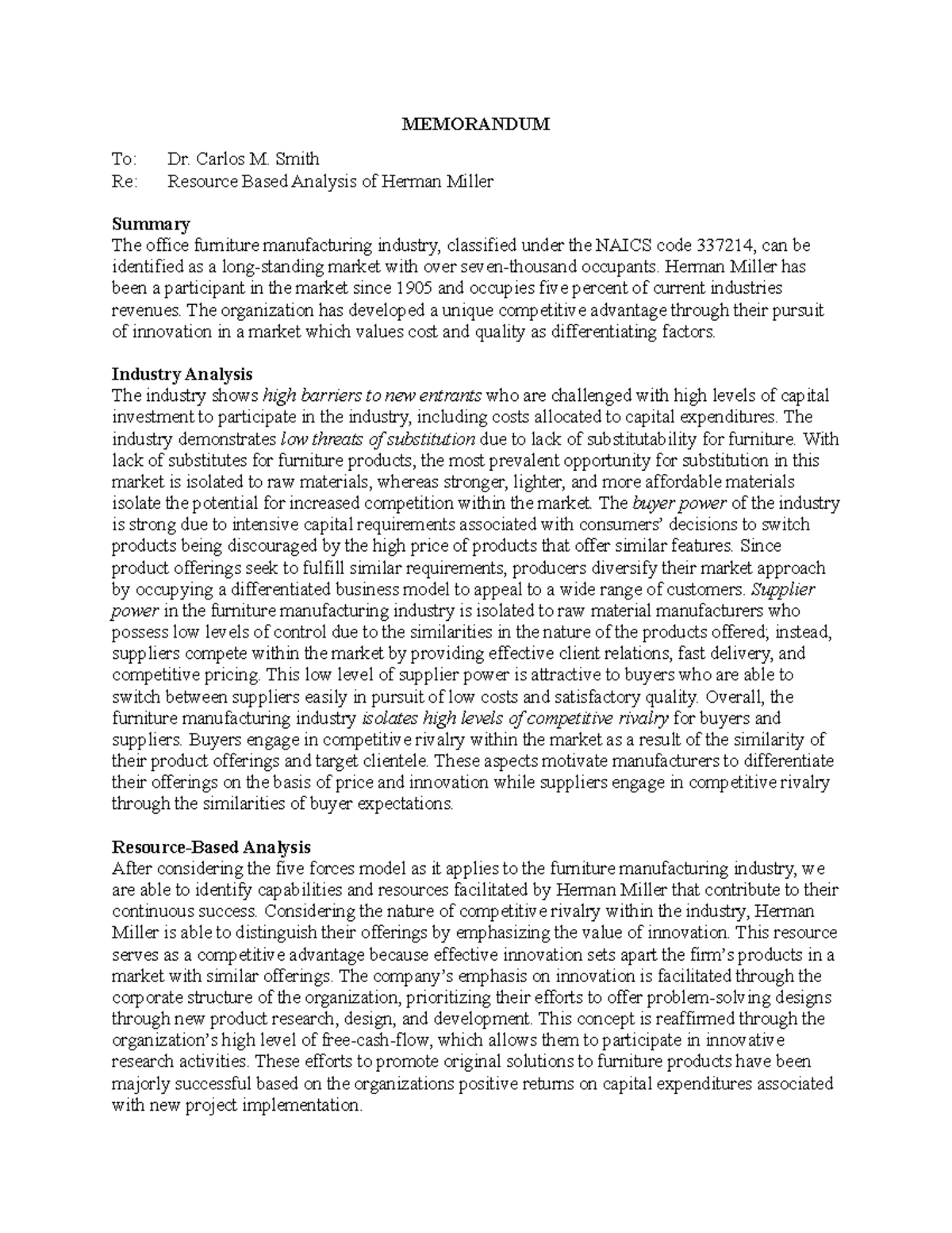 MGT495-Memo2-Final - Final Memo 2. Mandatory assignment. Professor ...