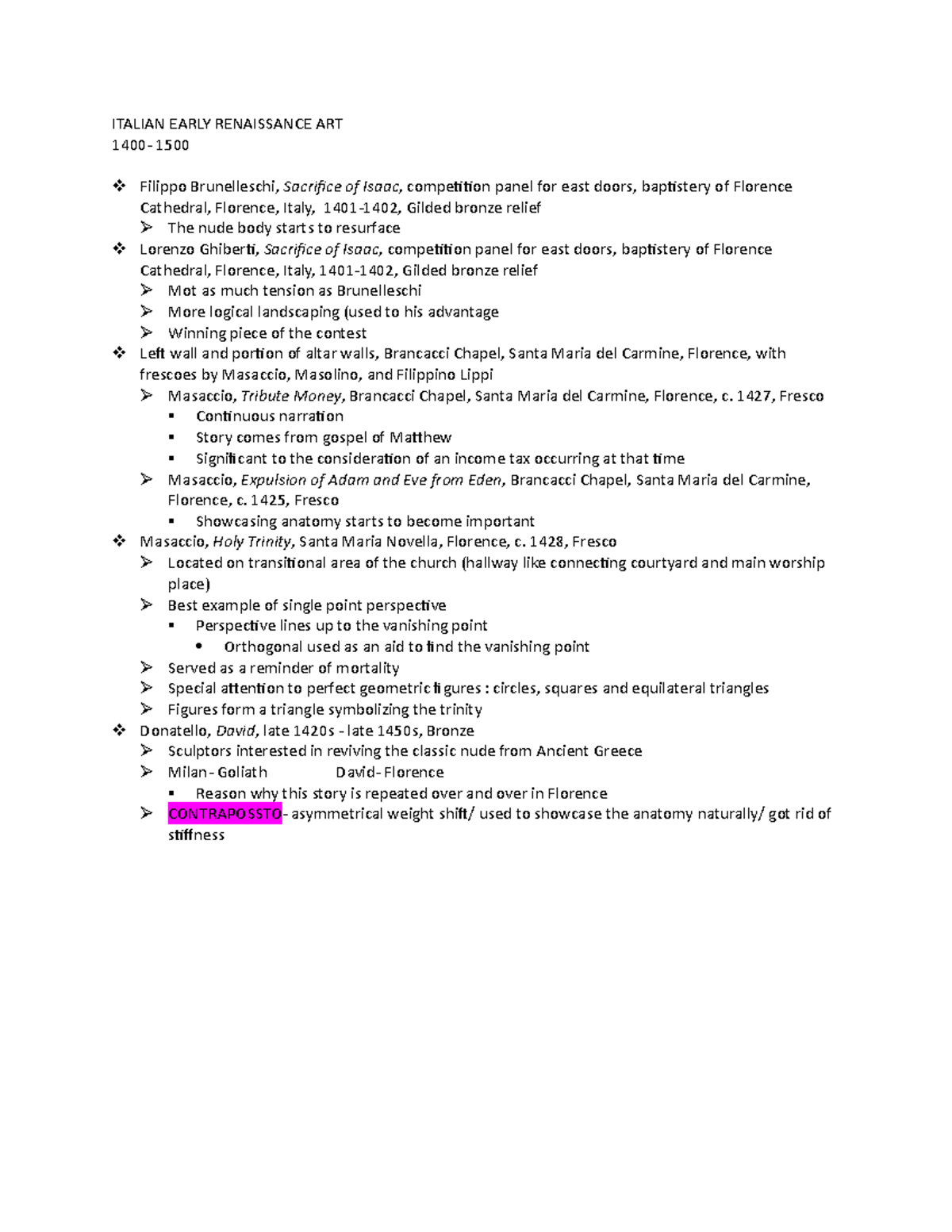 Italian Early Renaissance Art - ITALIAN EARLY RENAISSANCE ART 1500 ...