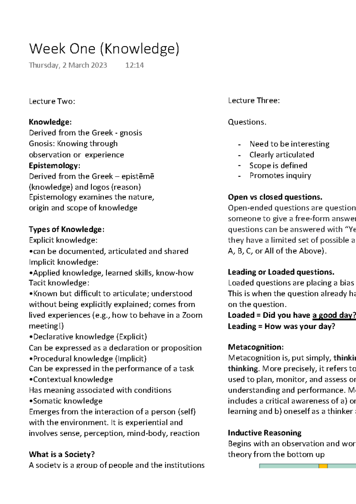 Week One (Knowledge) - notes - Urban and Regional Economics - UOW - Studocu