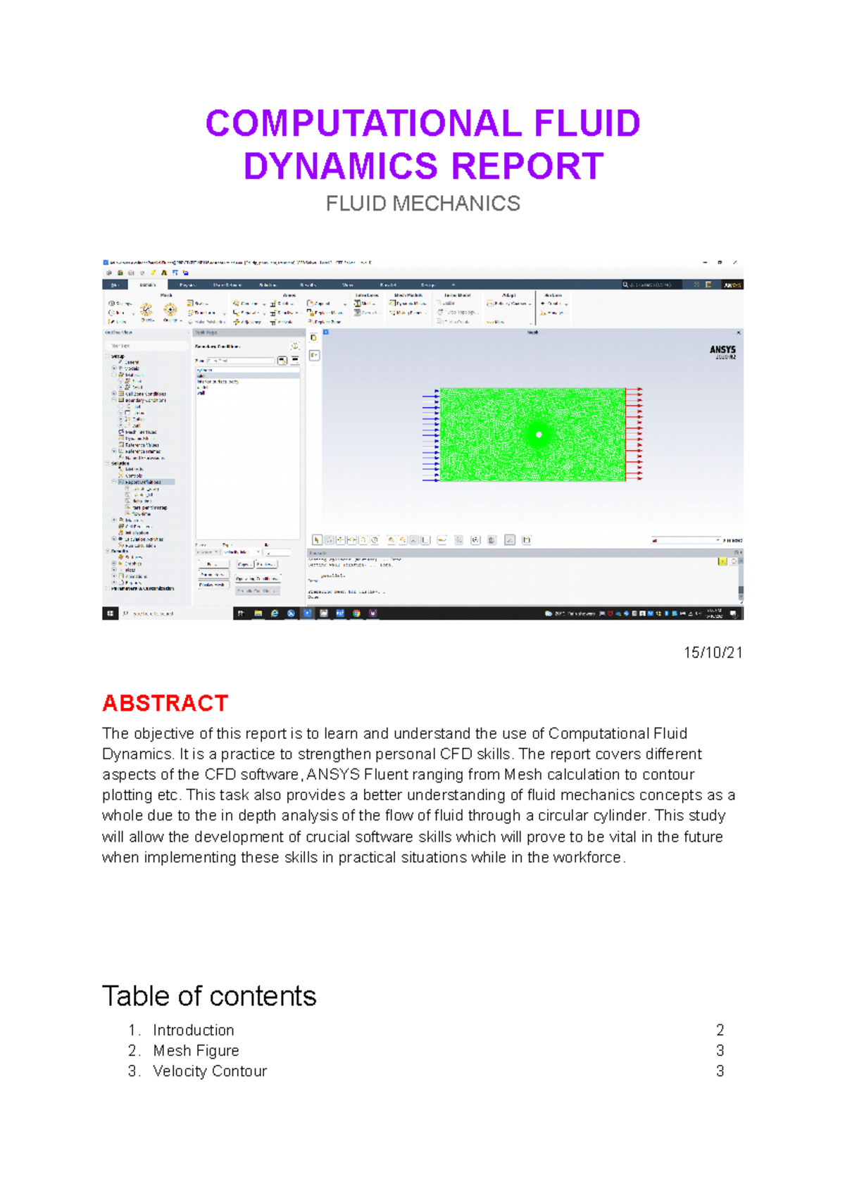 Fluid Mecahnics CFD Report - 049144 - Studocu