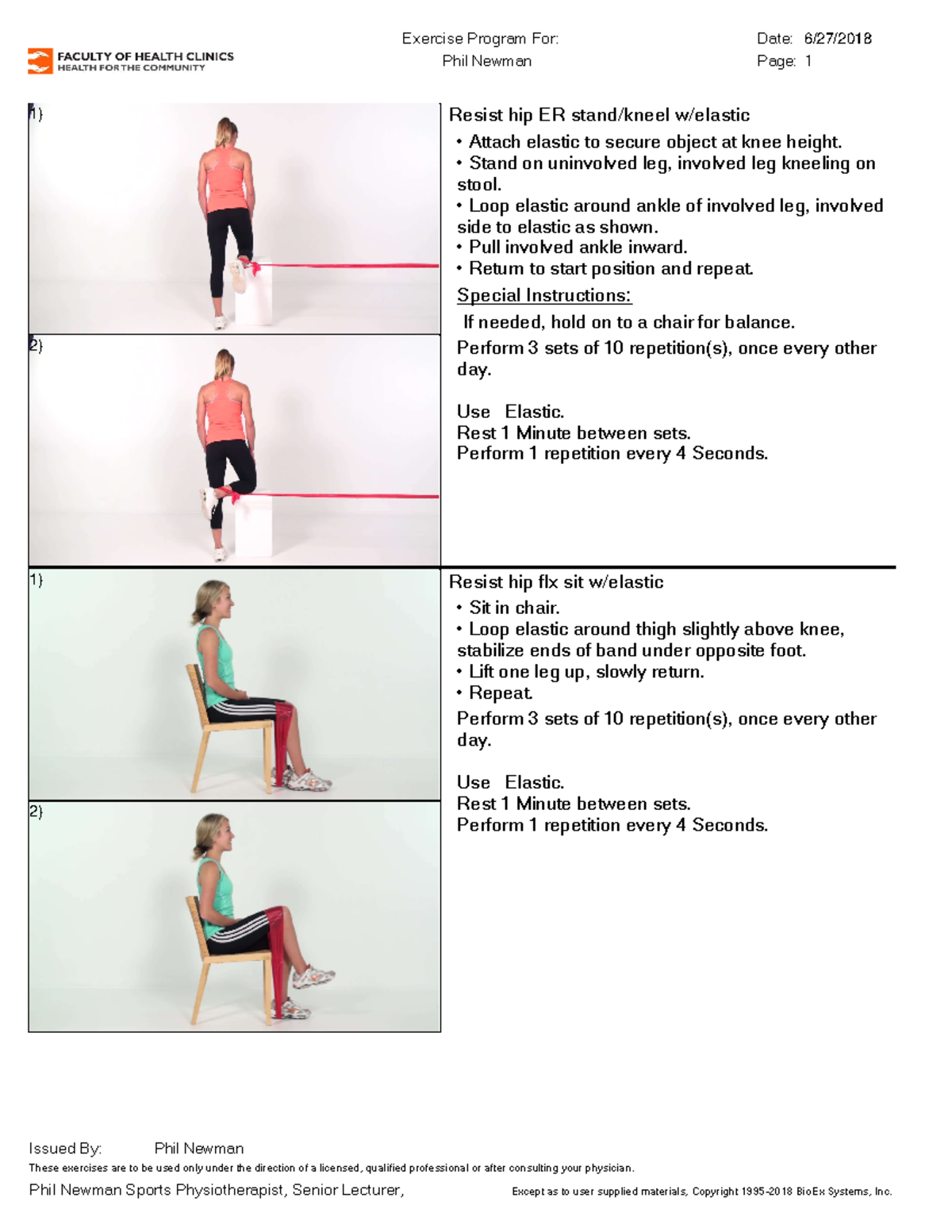 Exercise Program Hip-2 - Resist hip ER stand/kneel w/elastic ï Attach ...