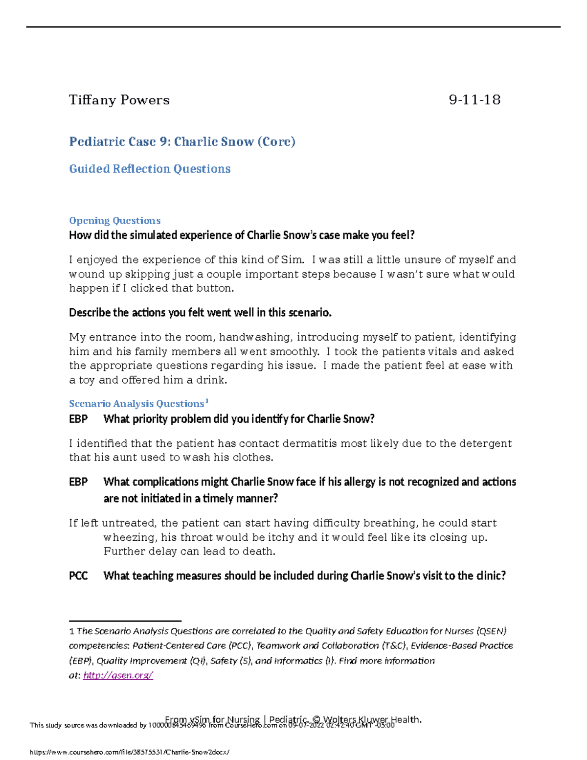 Charlie Snow2 - N/A - Tiffany Powers 9-11- Pediatric Case 9: Charlie ...