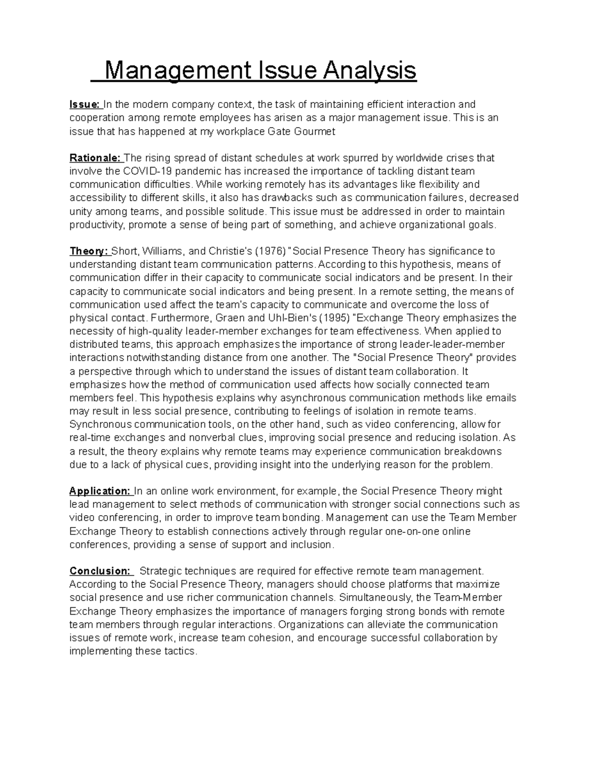 MGMT501 Management Issue Analysis Assignment 21140288 - Management ...
