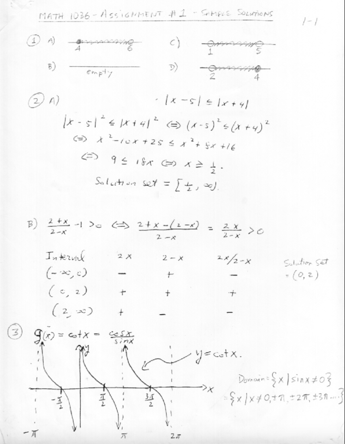 Calculus Assignment 1 solutions - MATH-1036EL - Studocu
