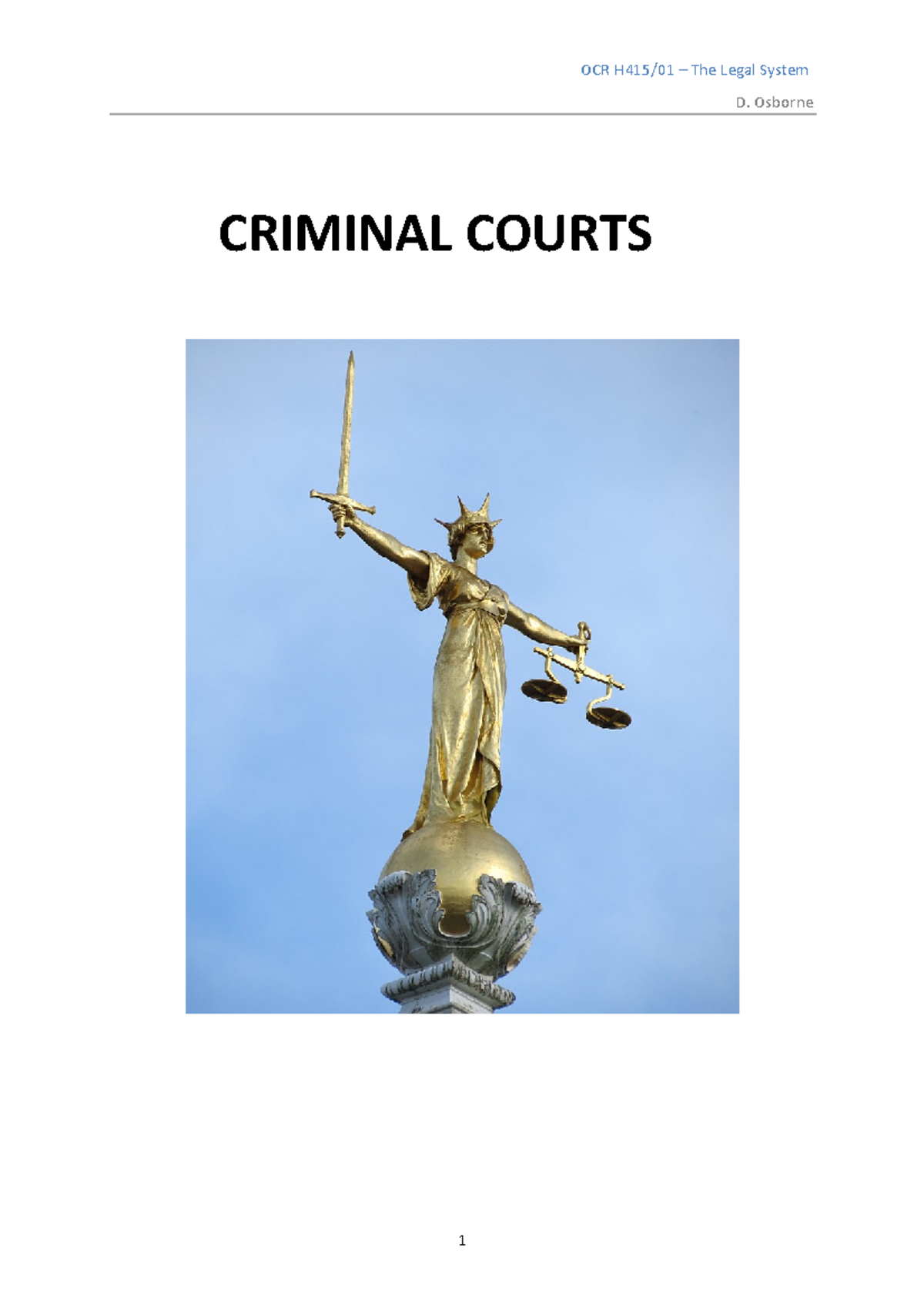 The Criminal Courts Booklet - Mr Osborne - D. Osborne CRIMINAL COURTS D ...