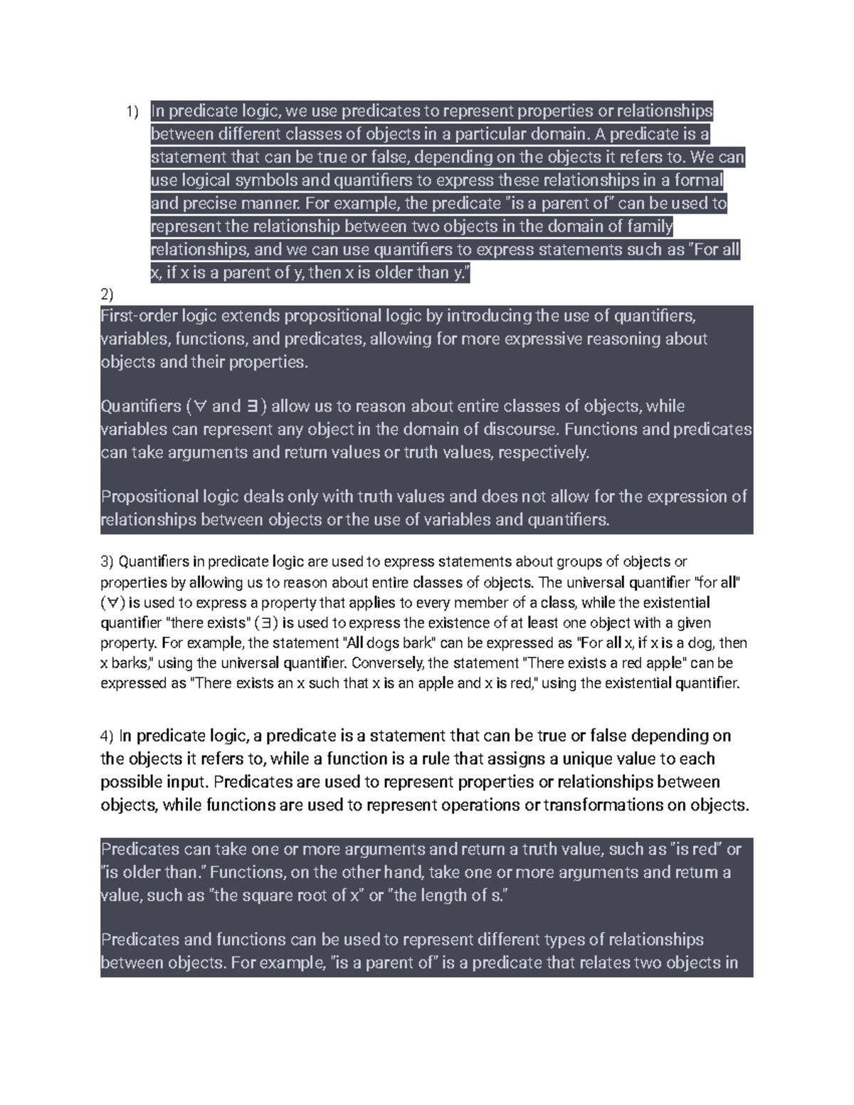 AI Postlab 6 - dfvg - In predicate logic, we use predicates to ...