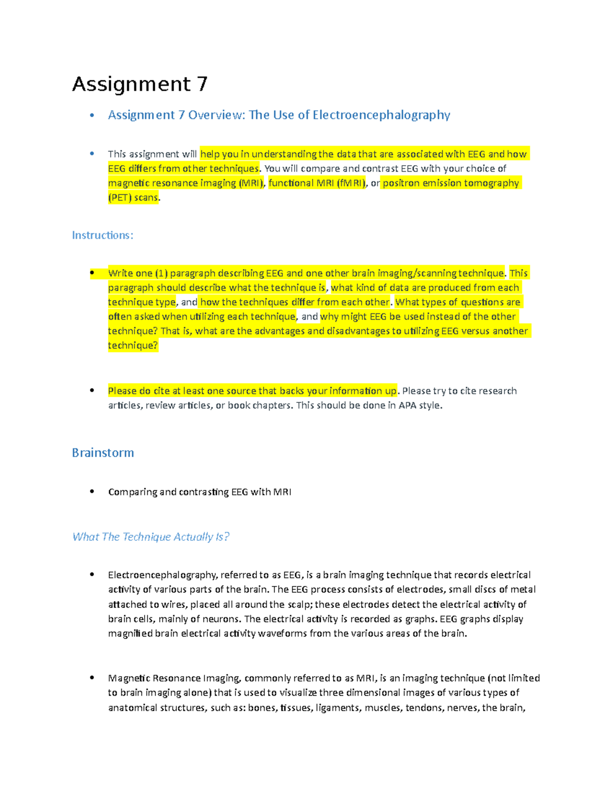 DA7 - Discussion Assignment 7 - Overview, Brainstorming Notes, And ...