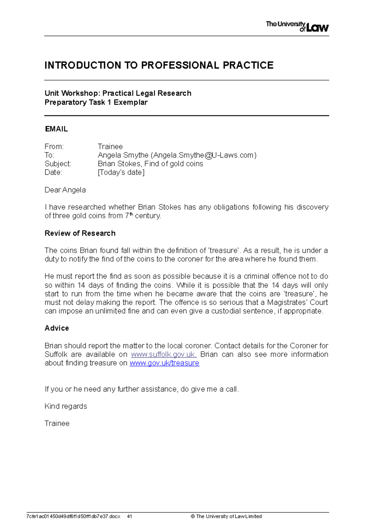 Prep Task 1 Example PLR - INTRODUCTION TO PROFESSIONAL PRACTICE Unit ...