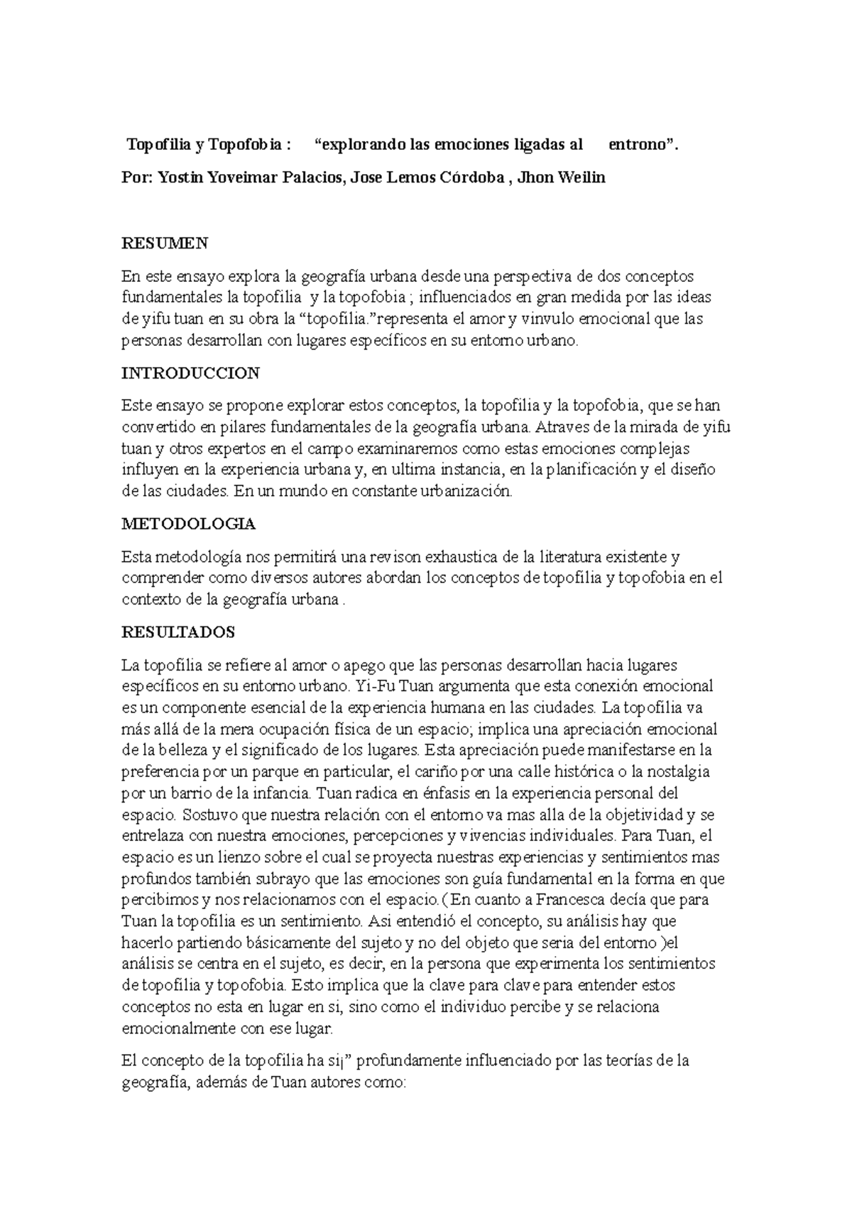 Didáctica - Hola - Topofilia y Topofobia : “explorando las emociones ...