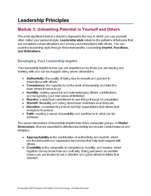 Leadership Principles Module 1 Summary - Leadership Principles Module 1 ...