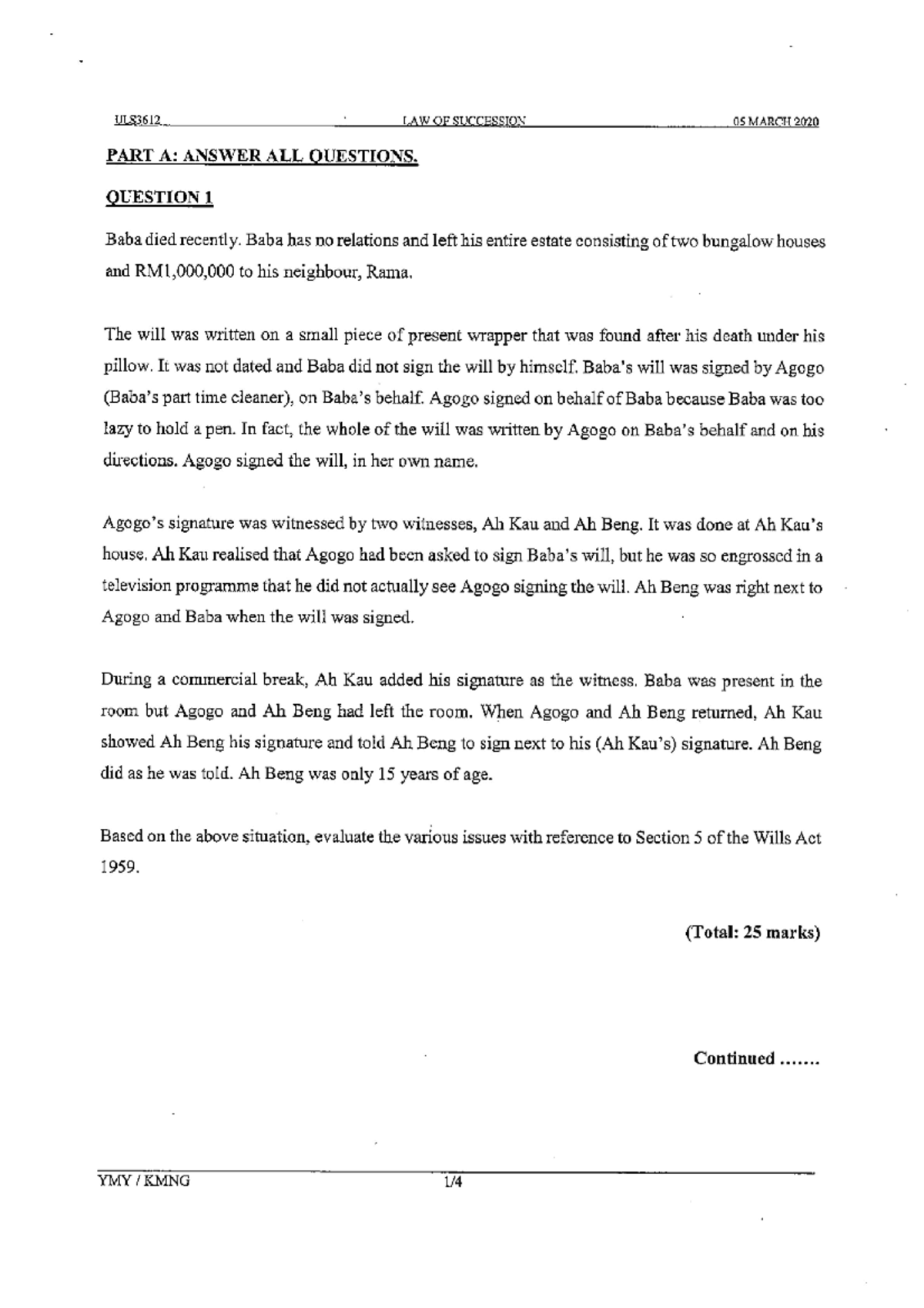 Tutorial Question for Tutorial 3 Week 4 - The 3 formalities – writing ...