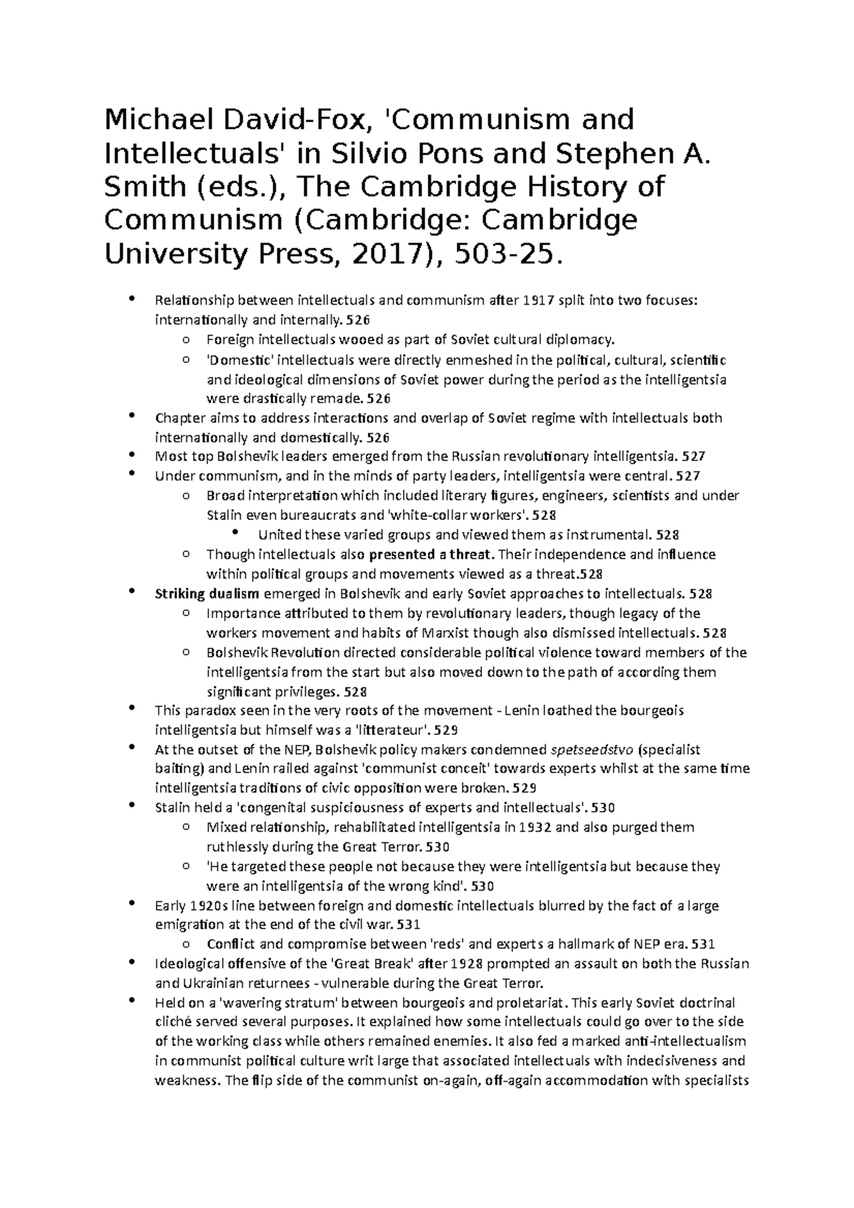 Michael David-Fox, 'Communism and Intellectuals' Notes - Michael David ...