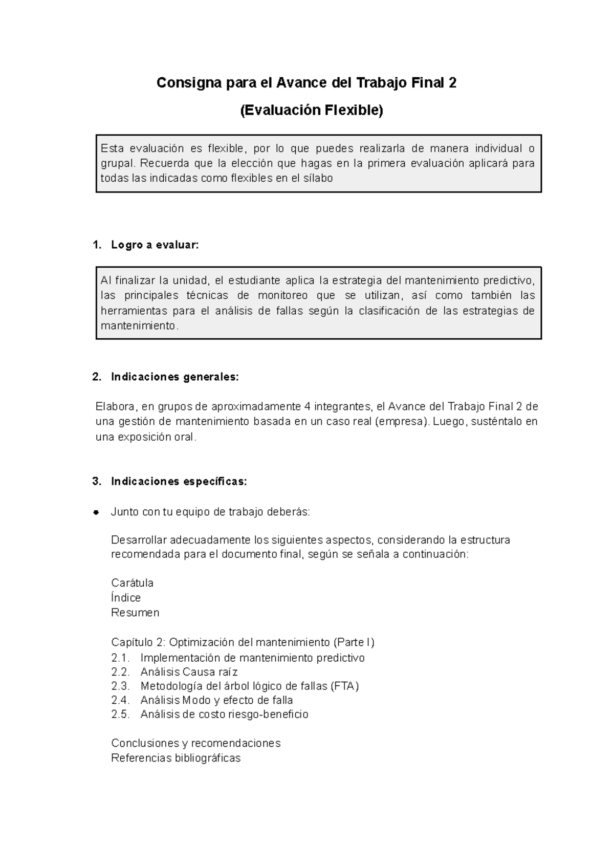 Avancedetrabajo - avance trabajo - Consigna para el Avance del Trabajo Final 2 (Evaluación ...