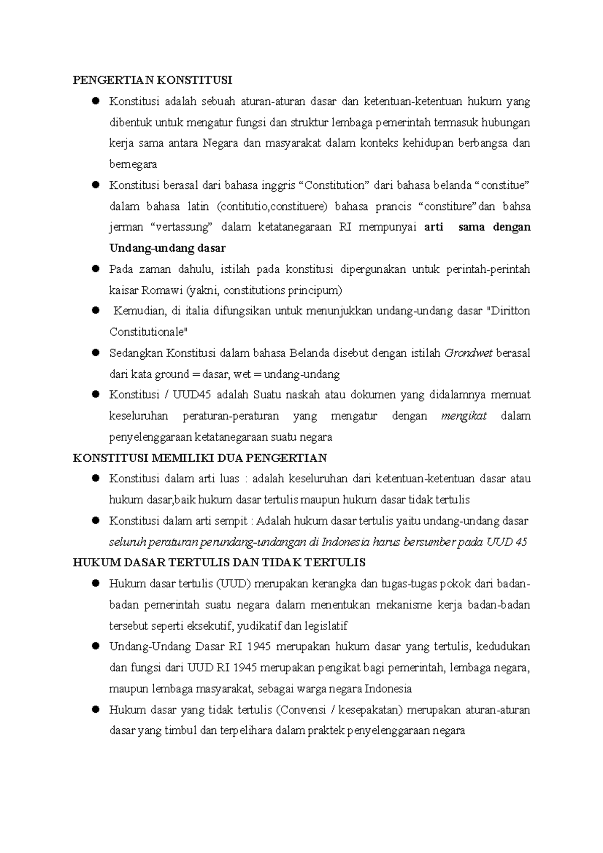 Pengertian Konstitusi - PENGERTIAN KONSTITUSI Konstitusi adalah sebuah ...