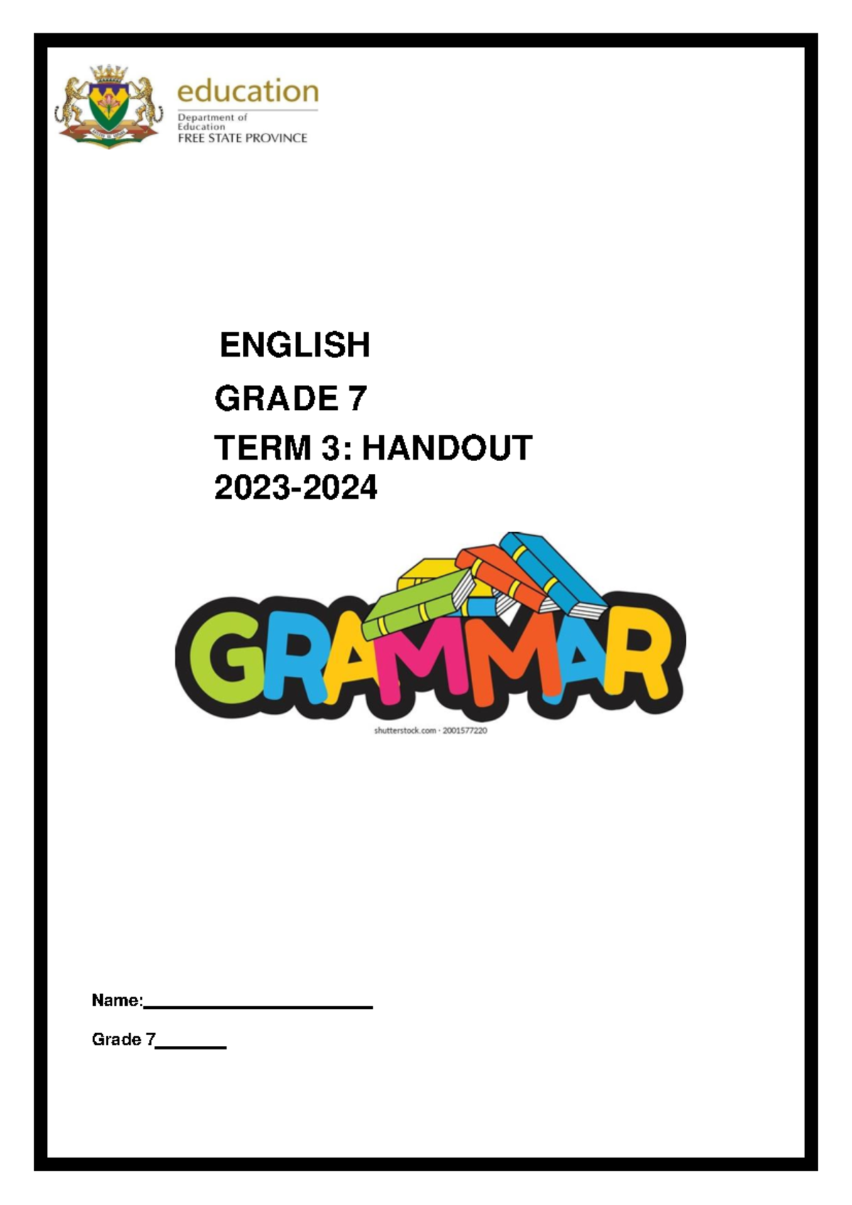 73 Grade 7 English Handout Term 3 2023-2024# 240612 204318 - ENGLISH ...