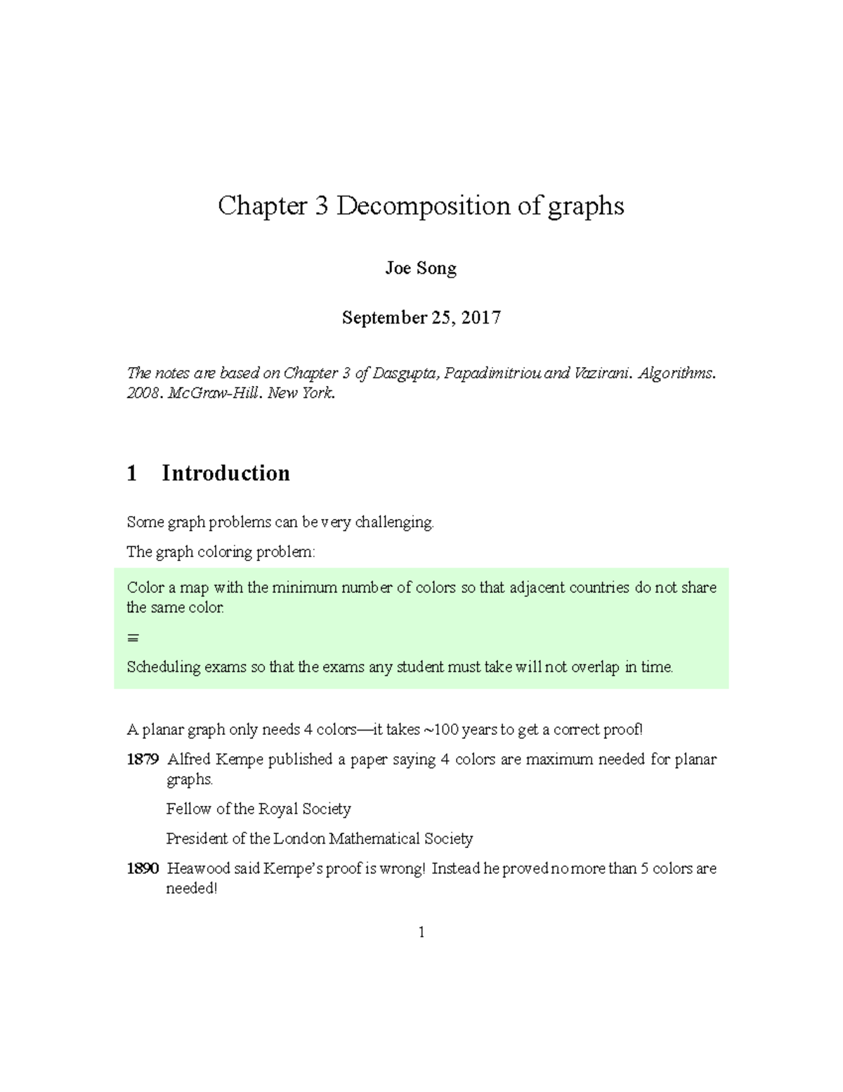 Ch3-Graphs - Lecture 3 - Chapter 3 Decomposition of graphs Joe Song ...