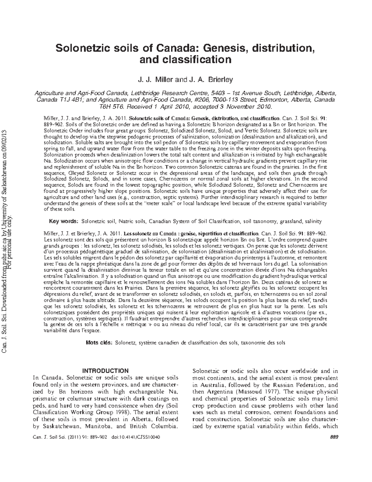 Miller 2011 Solonetzic - Solonetzic soils of Canada: Genesis ...