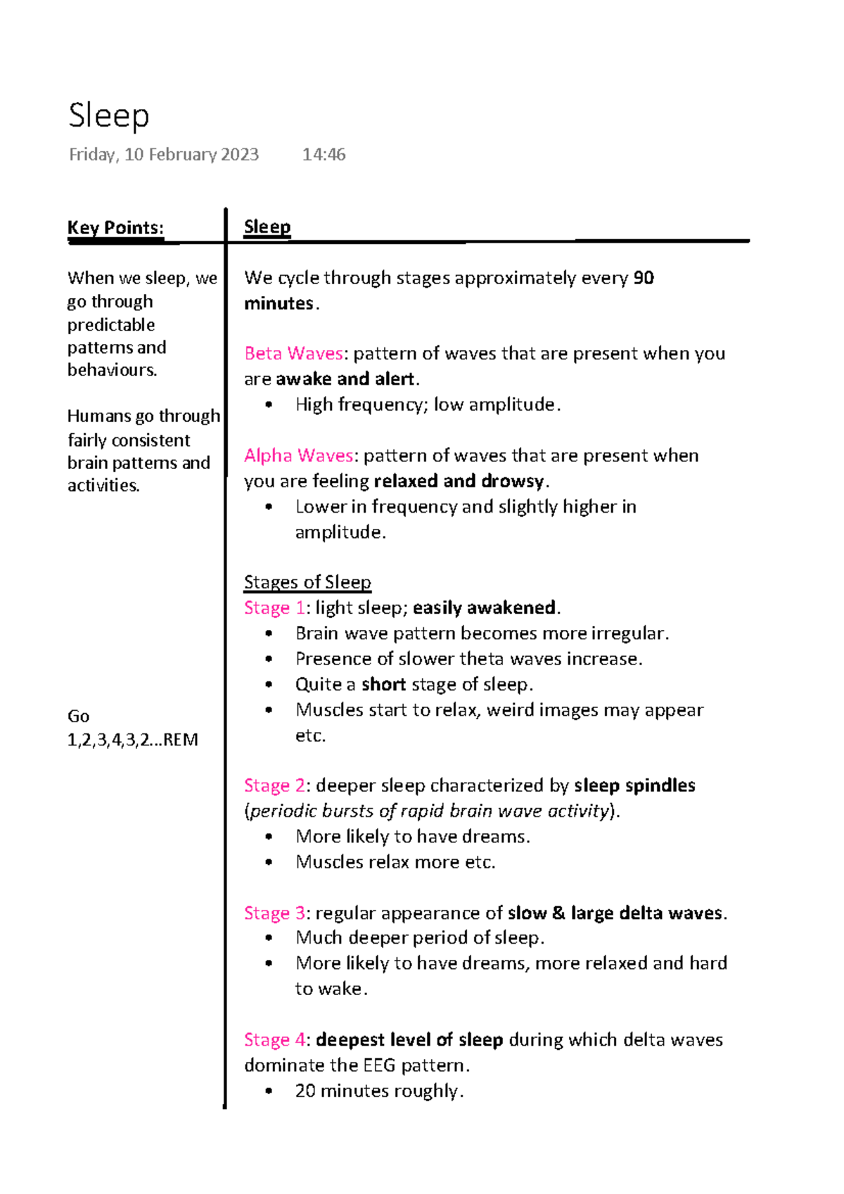 Sleep - Mind and Behaviour: Psychology Year 1 - Sleep We cycle through ...