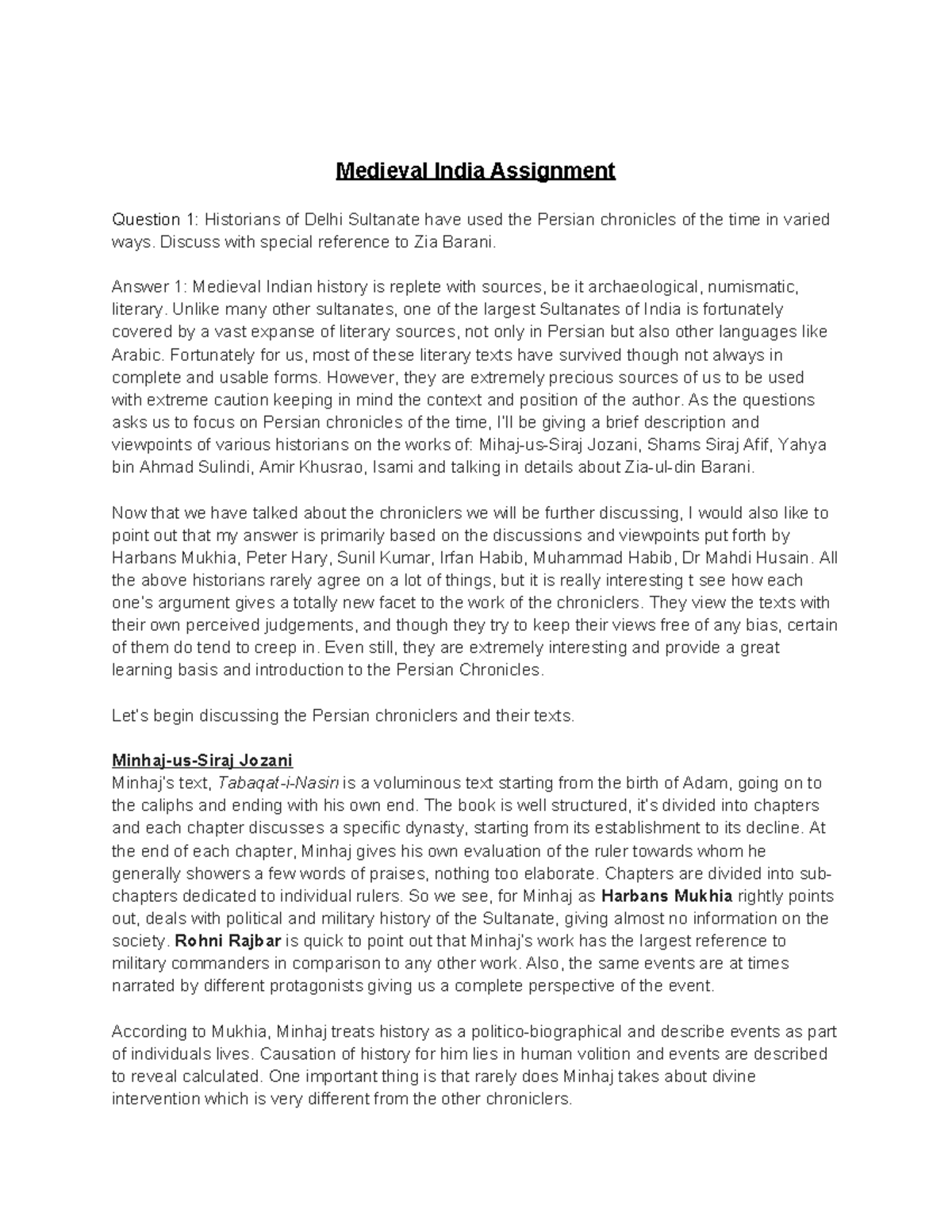 Historians of Delhi Sultanate SOURCES - Medieval India Assignment ...