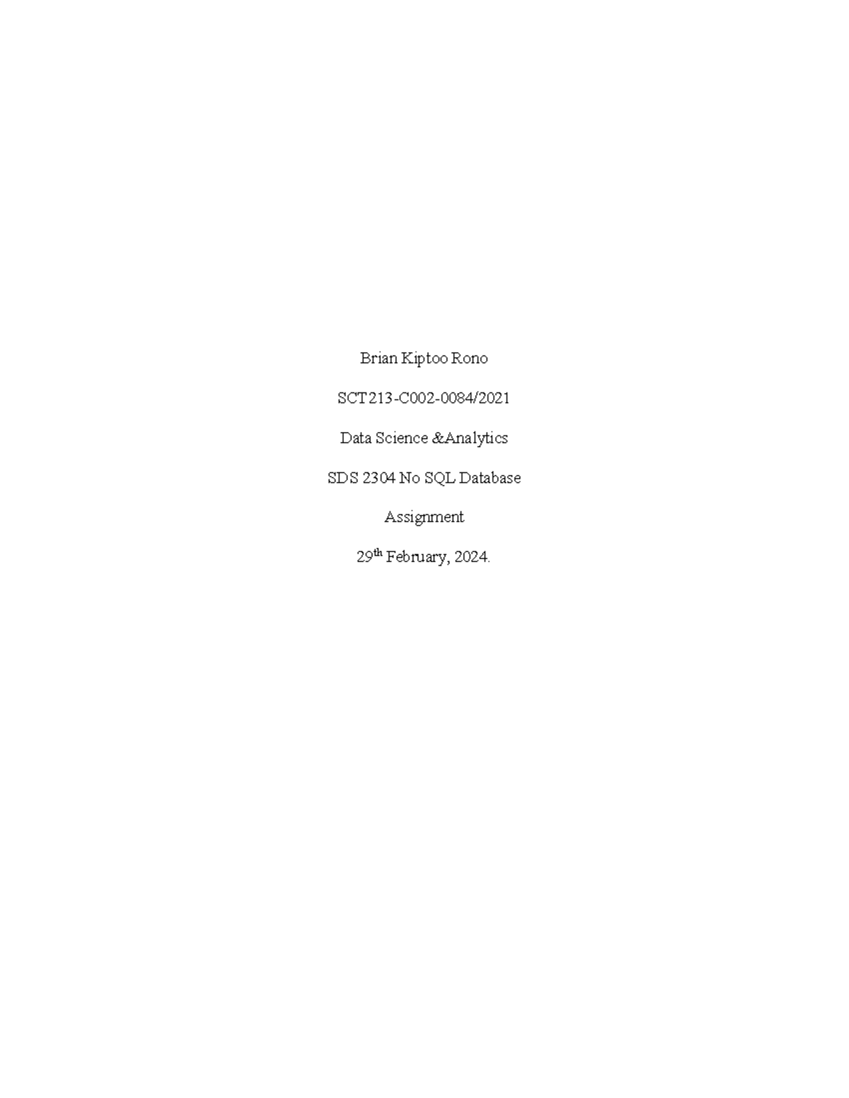 No SQL Assignment - Provide theoretical information of different ...