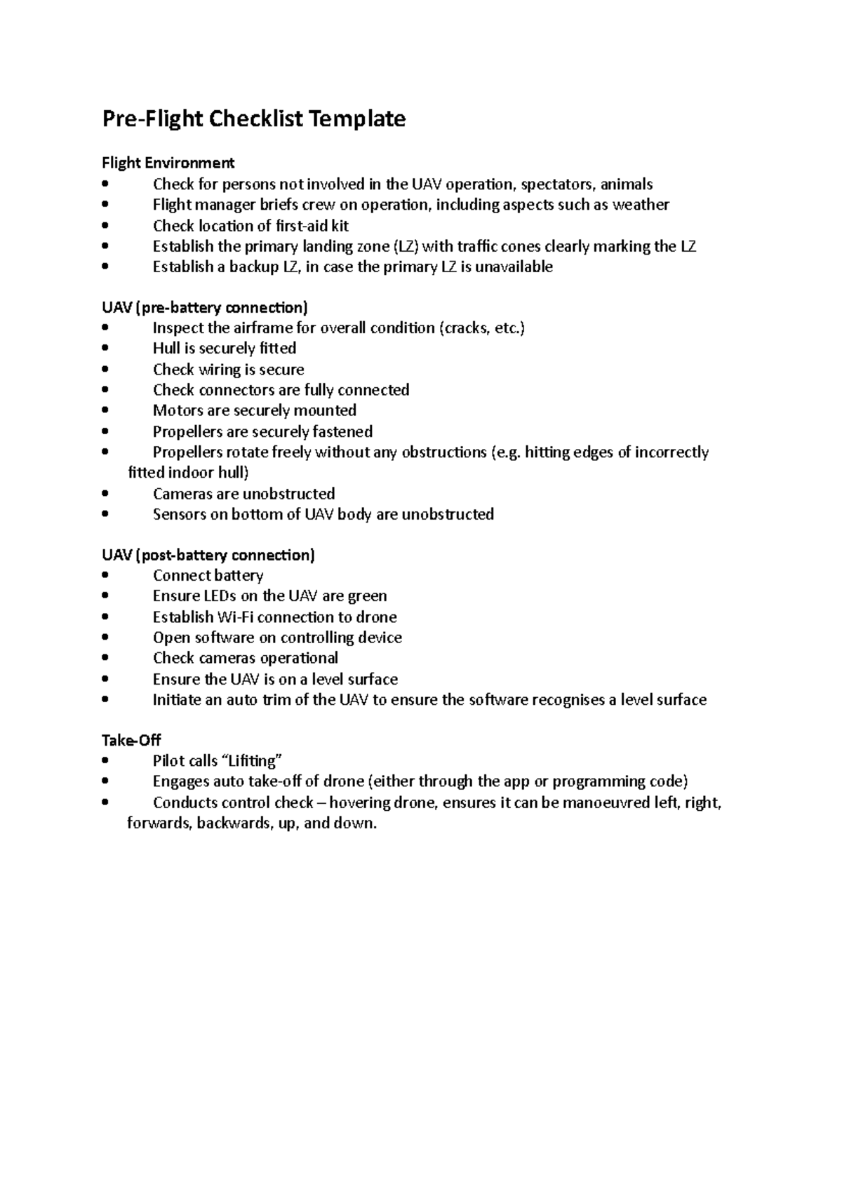 5 Pre Flight Checklist Drones Pre Flight Checklist Template Flight