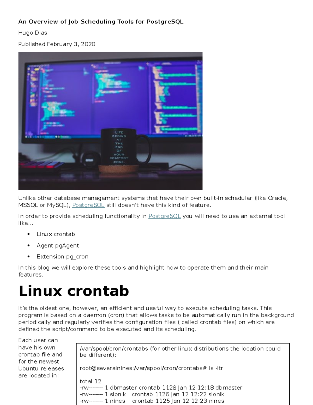 An Overview of Job Scheduling Tools for Postgre SQL - An Overview of Job Scheduling Tools for ...