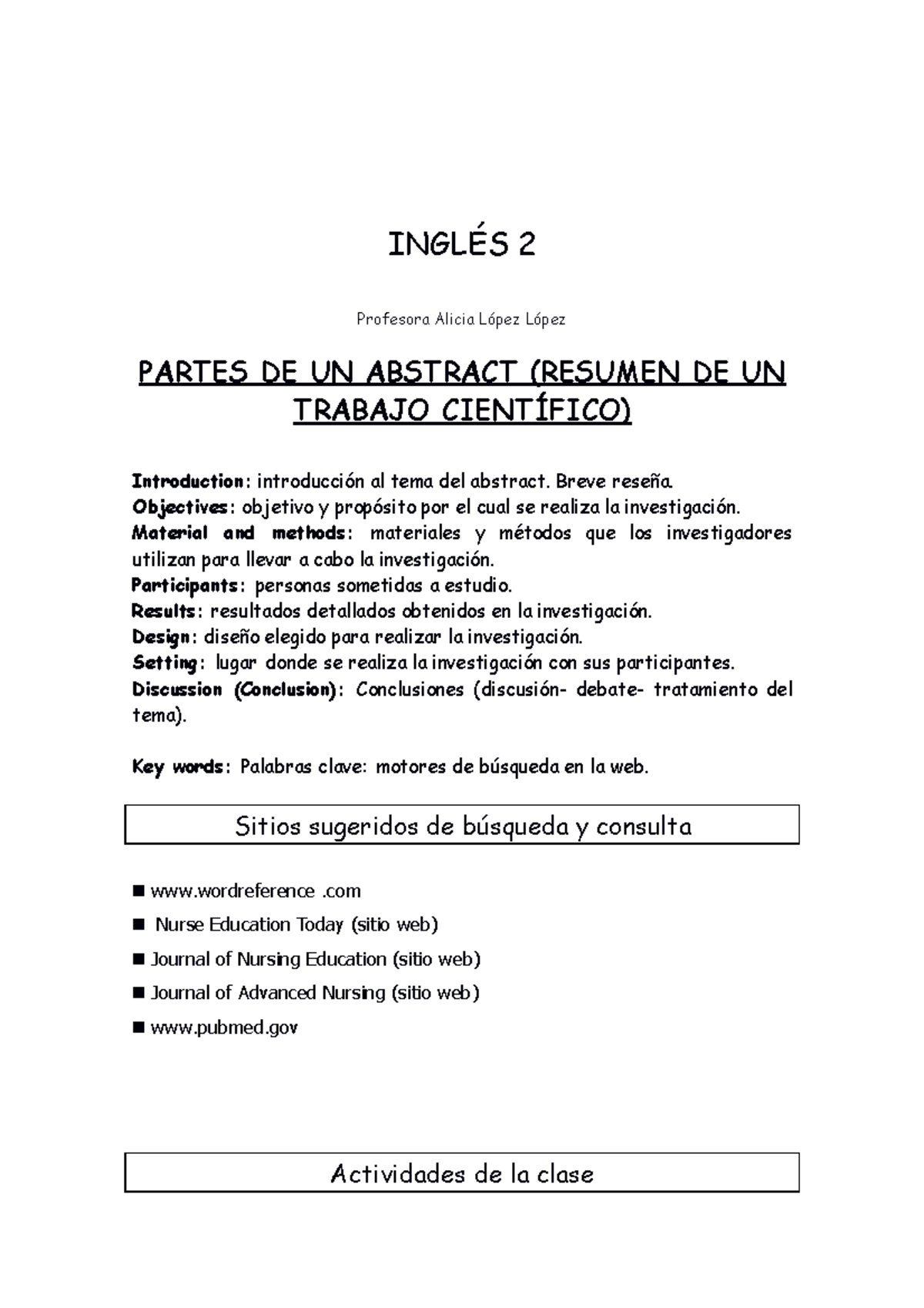 2023 Trabajo PRÃ Cticoinglã S2UNLA - INGLÉS 2 Profesora Alicia López ...