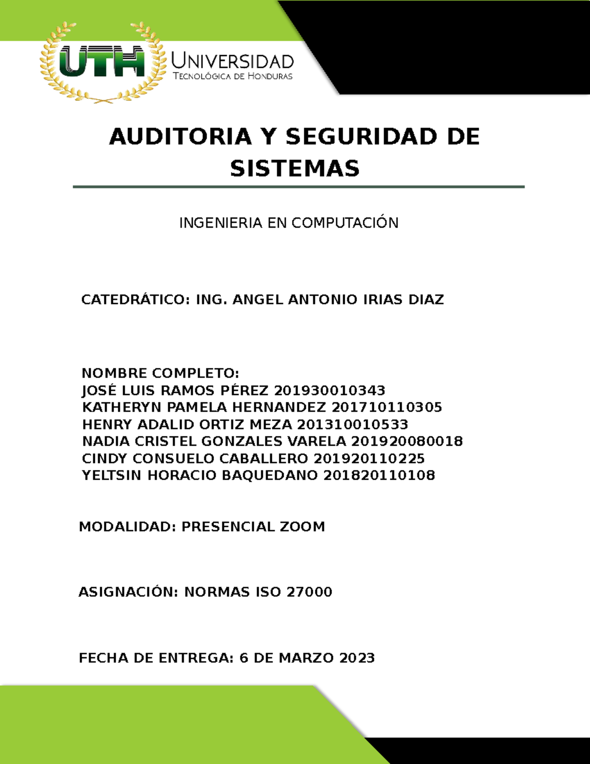 Normas ISO 27000 - AUDITORIA Y SEGURIDAD DE SISTEMAS INGENIERIA EN ...