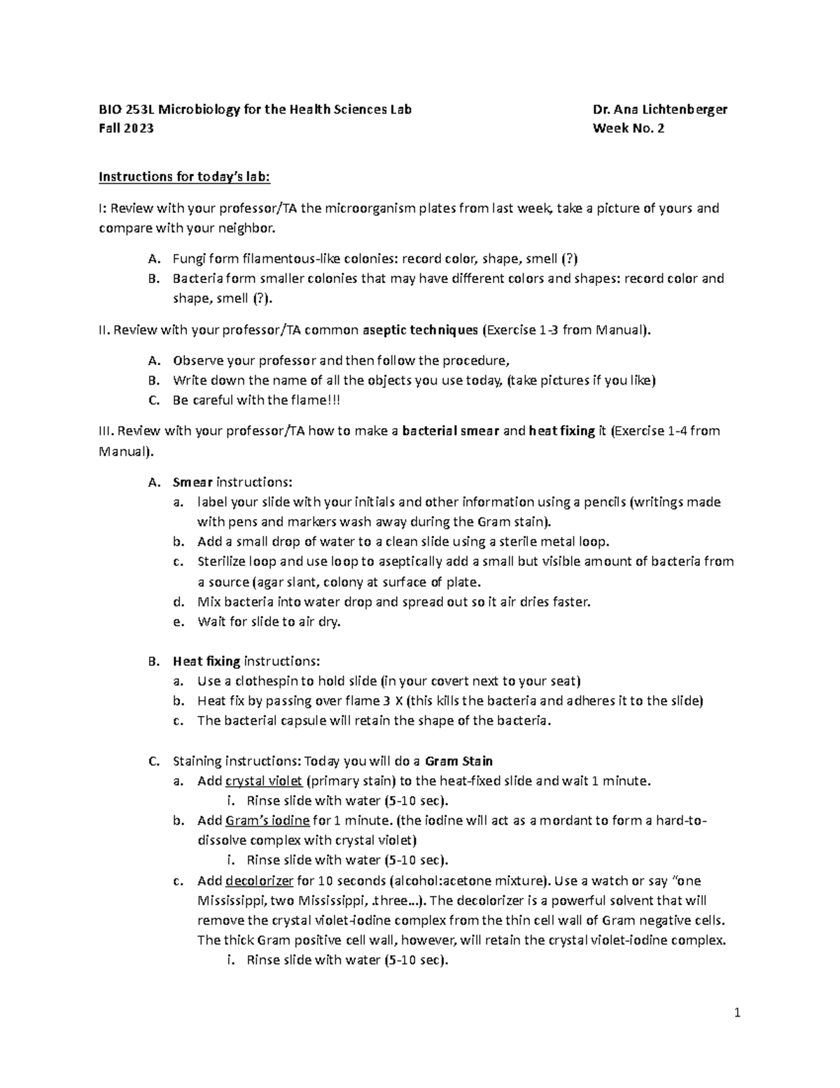 BIO+253L+Microbiology+Procedure - BIO 253L Microbiology for the Health ...