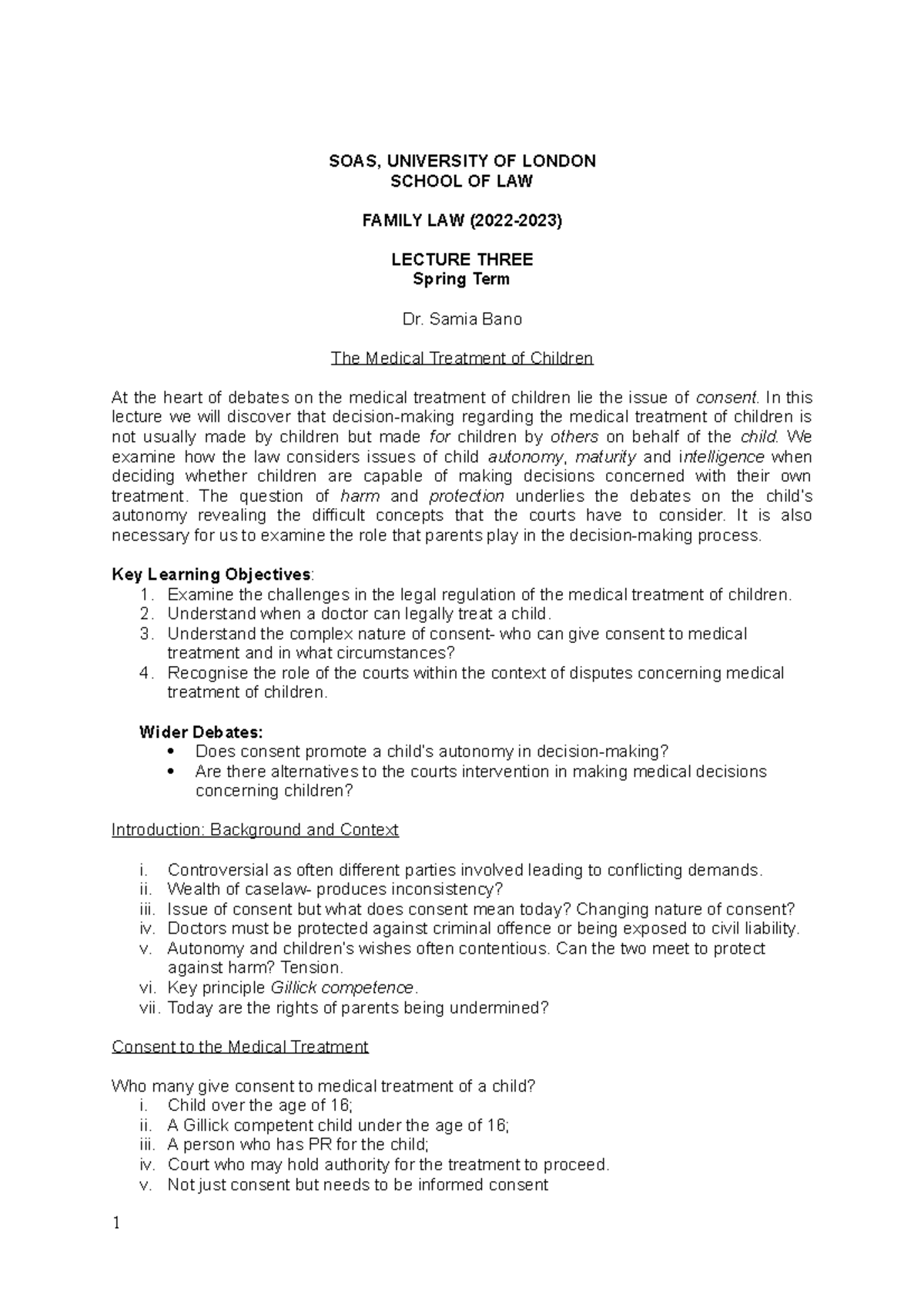 Lecture 3 (Handout) - notes - SOAS, UNIVERSITY OF LONDON SCHOOL OF LAW ...