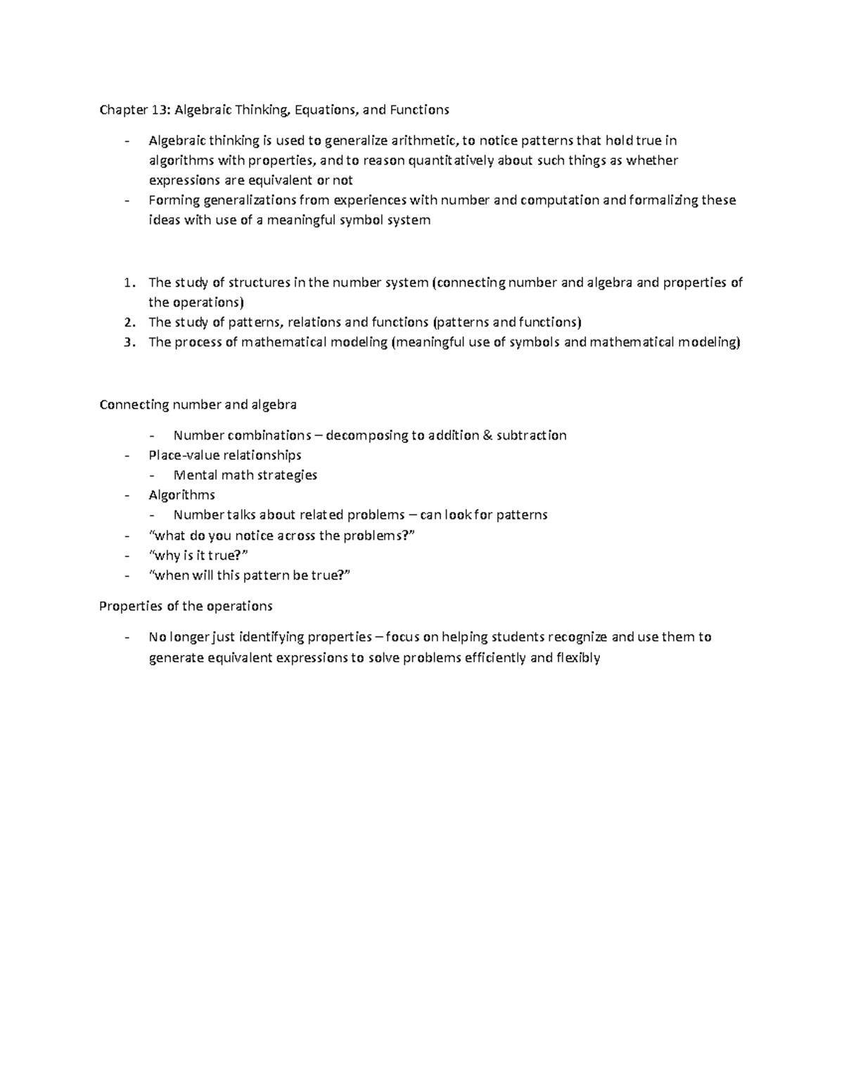 AUA2 Task 1 Notes - Chapter 13: Algebraic Thinking, Equations, and ...