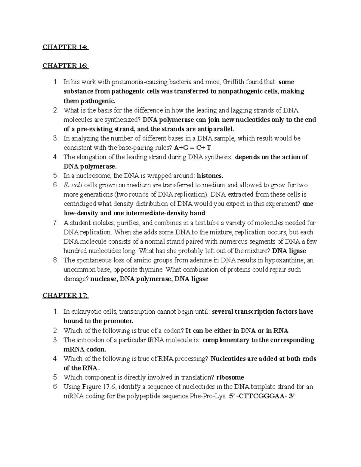 BIO 104 Final Review - CHAPTER 14: CHAPTER 16: In his work with ...