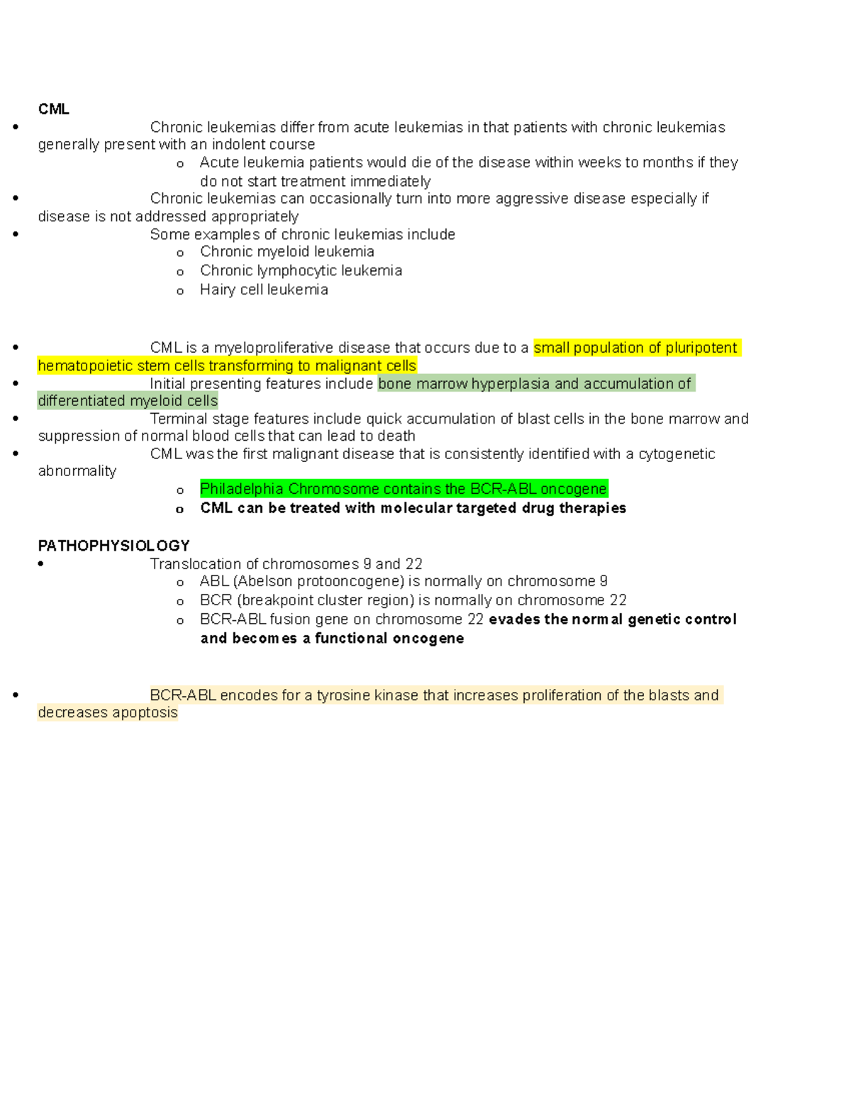 Chronic Myeloid Leukemia - CML Chronic leukemias differ from acute ...