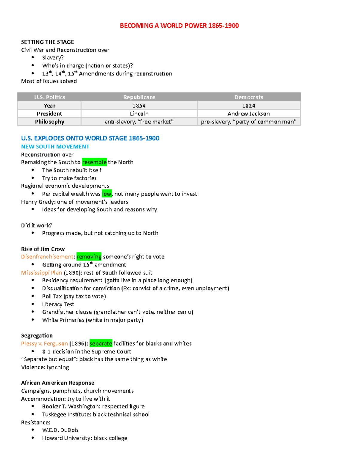 Hist 16,17-world power (1865-1900) - BECOMING A WORLD POWER 1865 ...