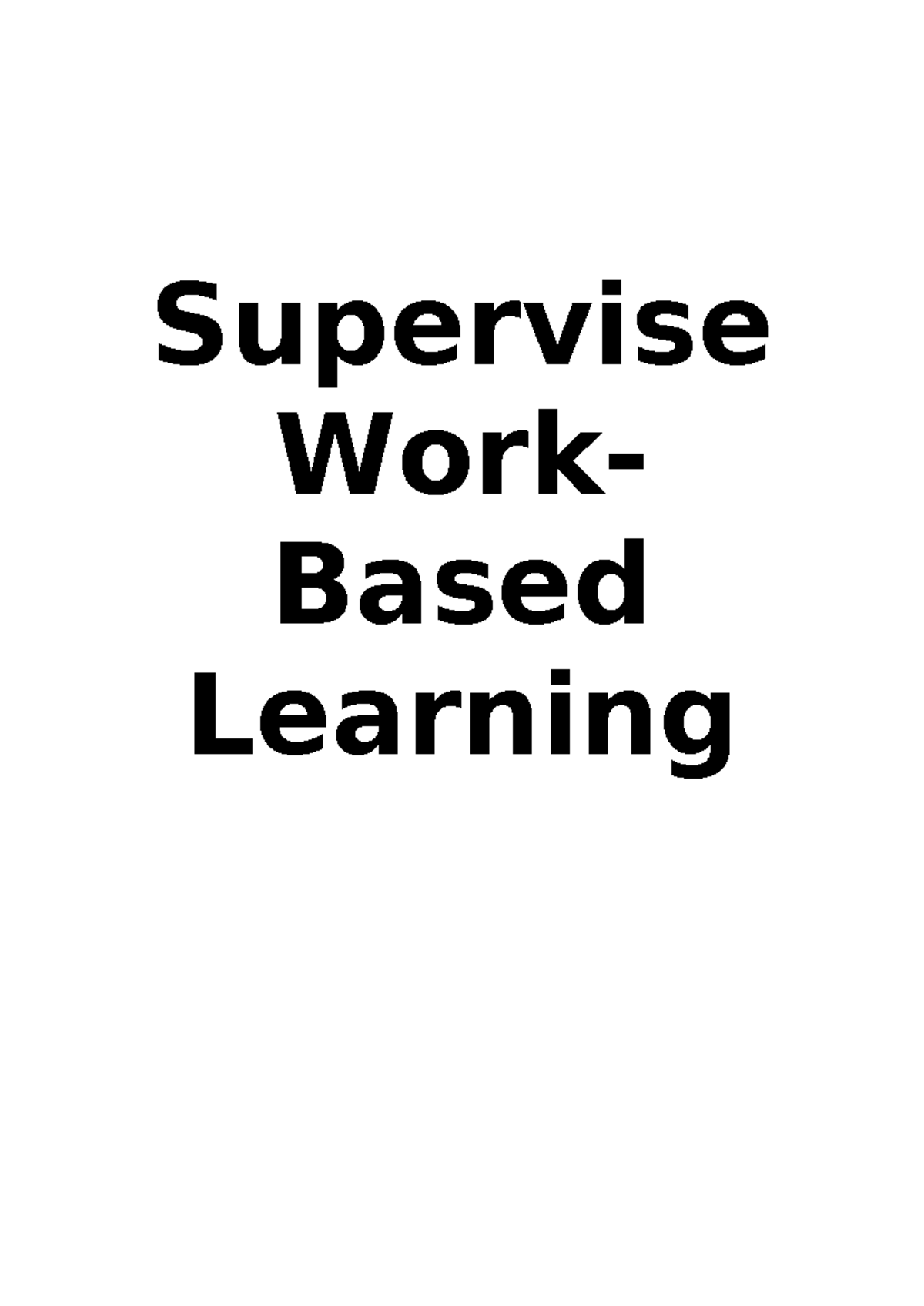 1.Self-Assessment Check - Supervise Work- Based Learning SELF ...