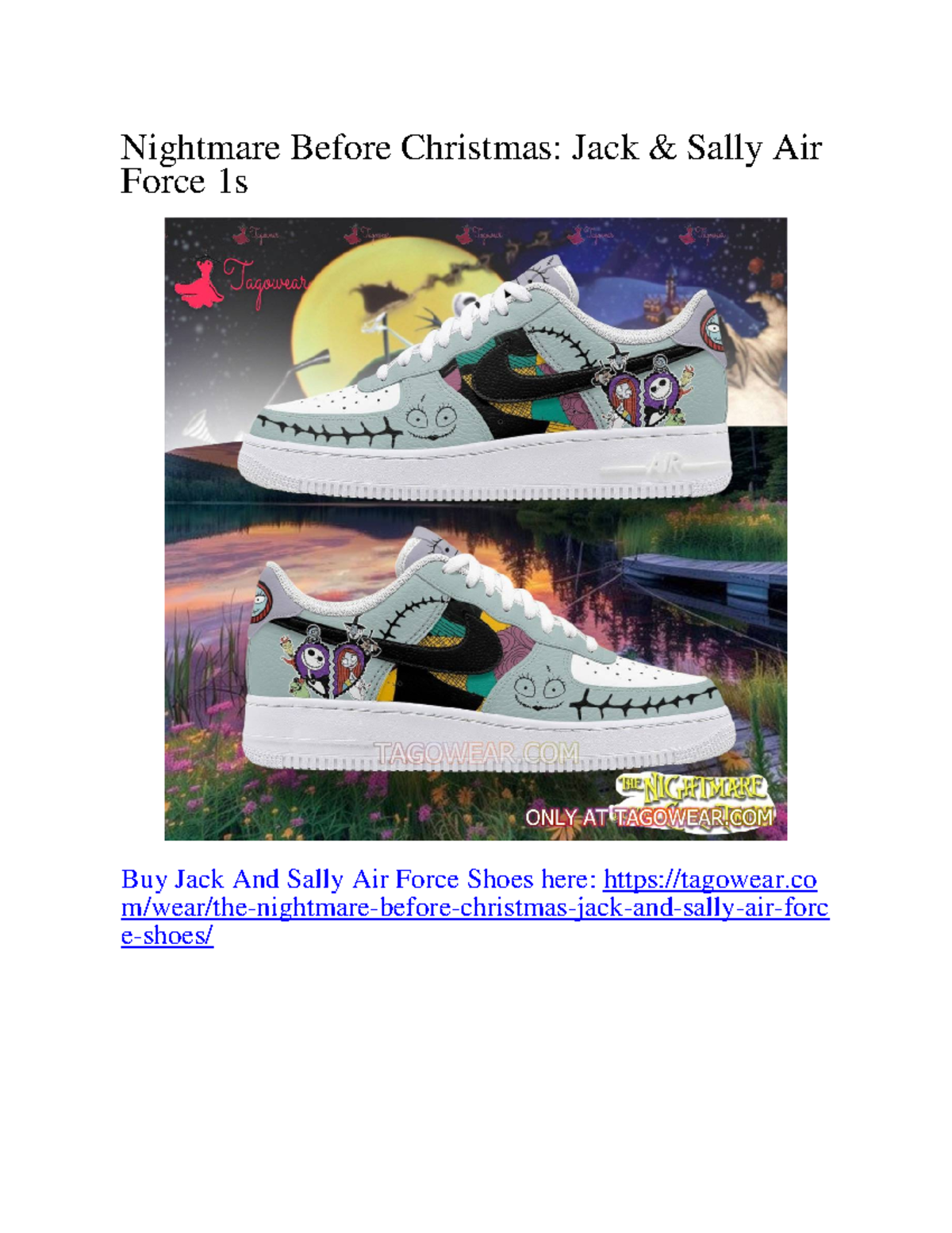 Nightmare Before Christmas Jack Sally Air Force 1s - BA05101 ...
