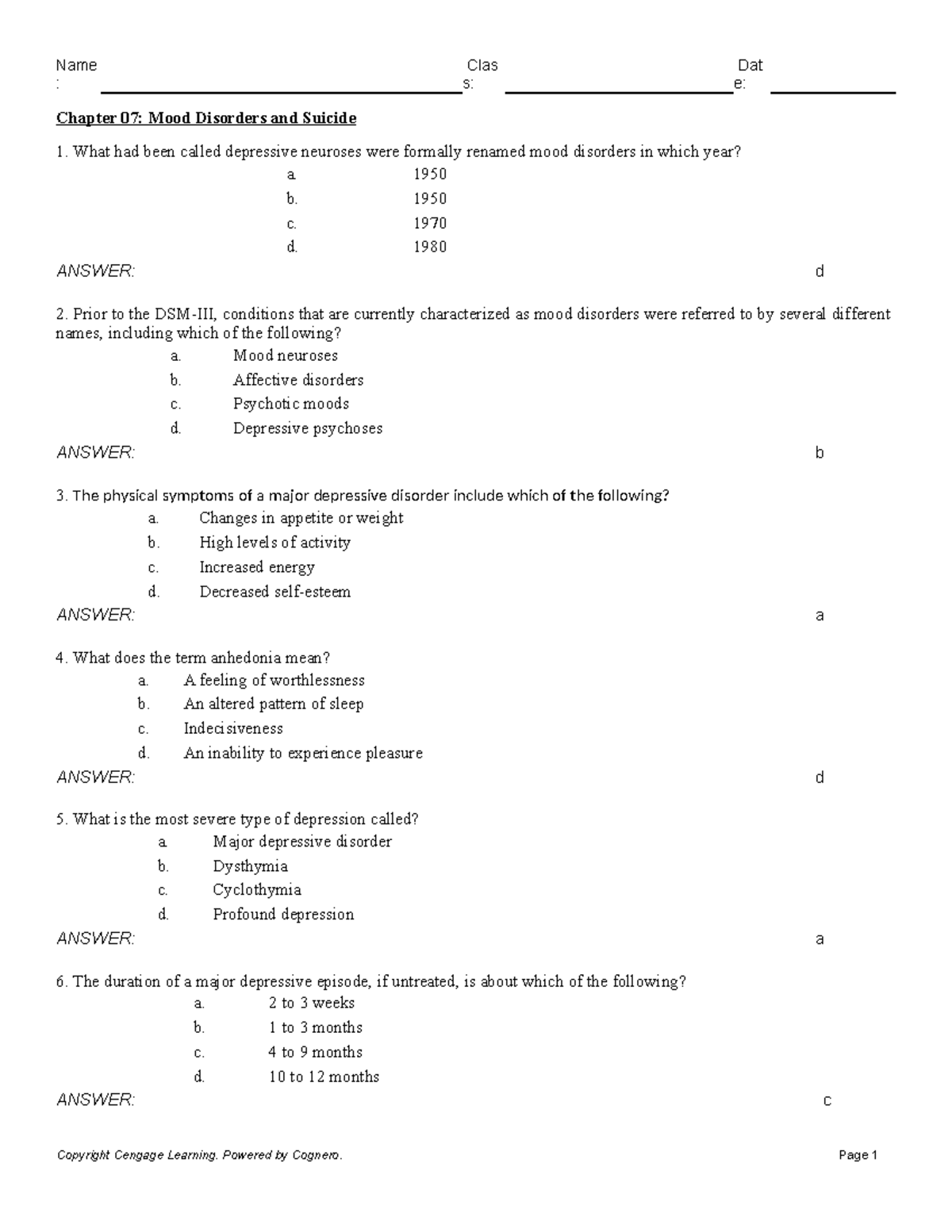 Chapter 07 Mood Disorders and Suicide - : s: e: Chapter 07: Mood ...