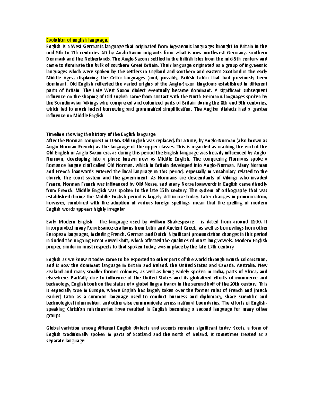 Evolution of english language - English is a West Germanic language ...