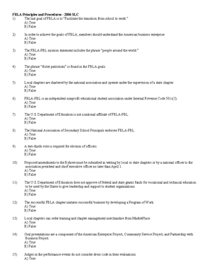 2002 FBLA Principles & Procedures - MULTIPLE CHOICE. Make your ...