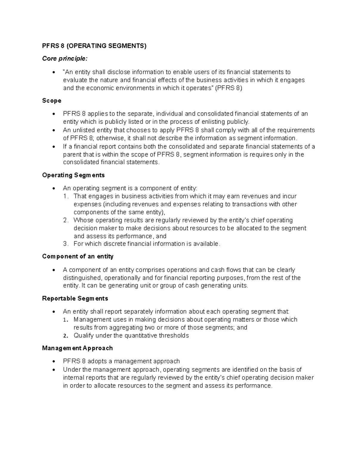 PFRS 8&9 - Handouts for PFRS8 and 9 - PFRS 8 (OPERATING SEGMENTS) Core ...