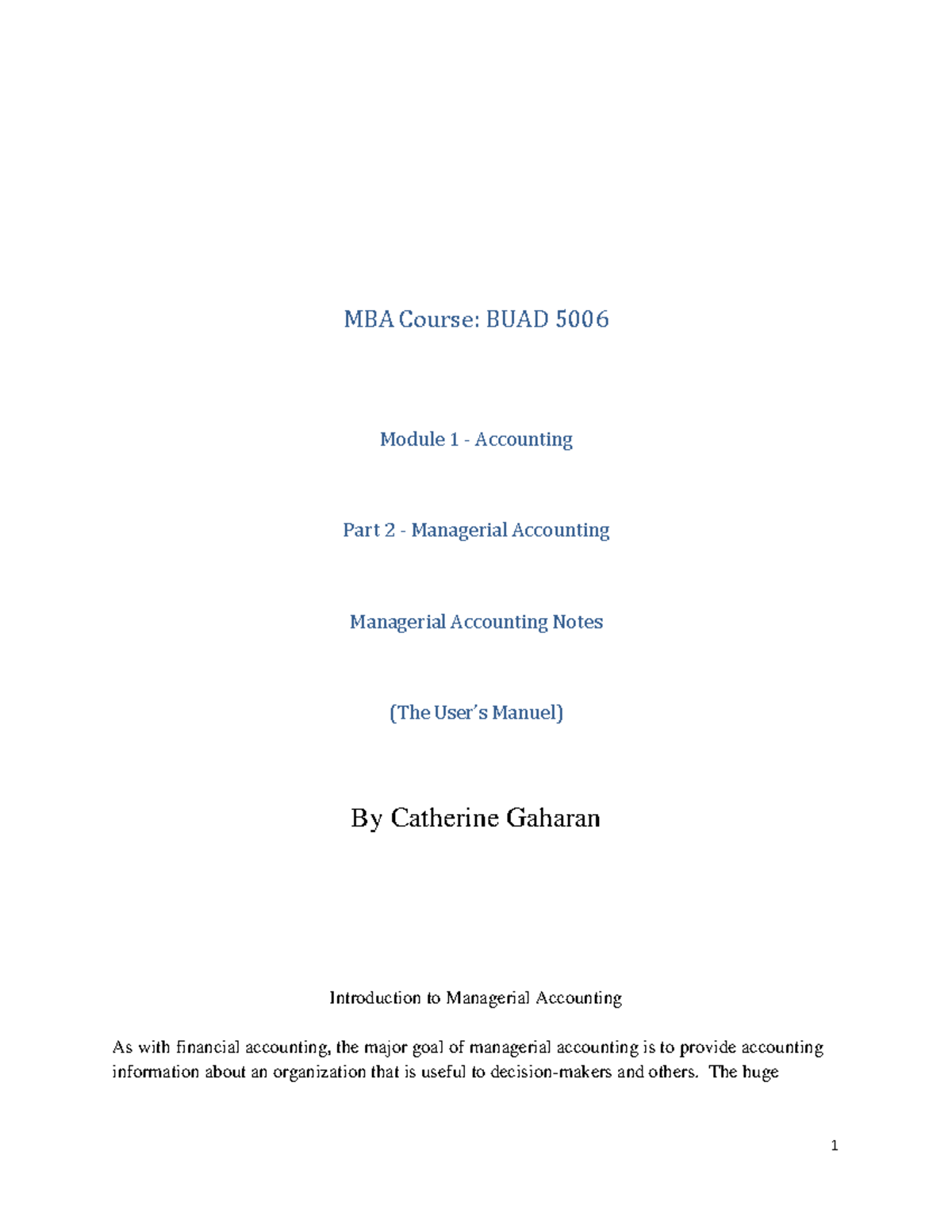 Managerial+Accounting Audio Script for Managerial Accounting Videos 1-6 ...