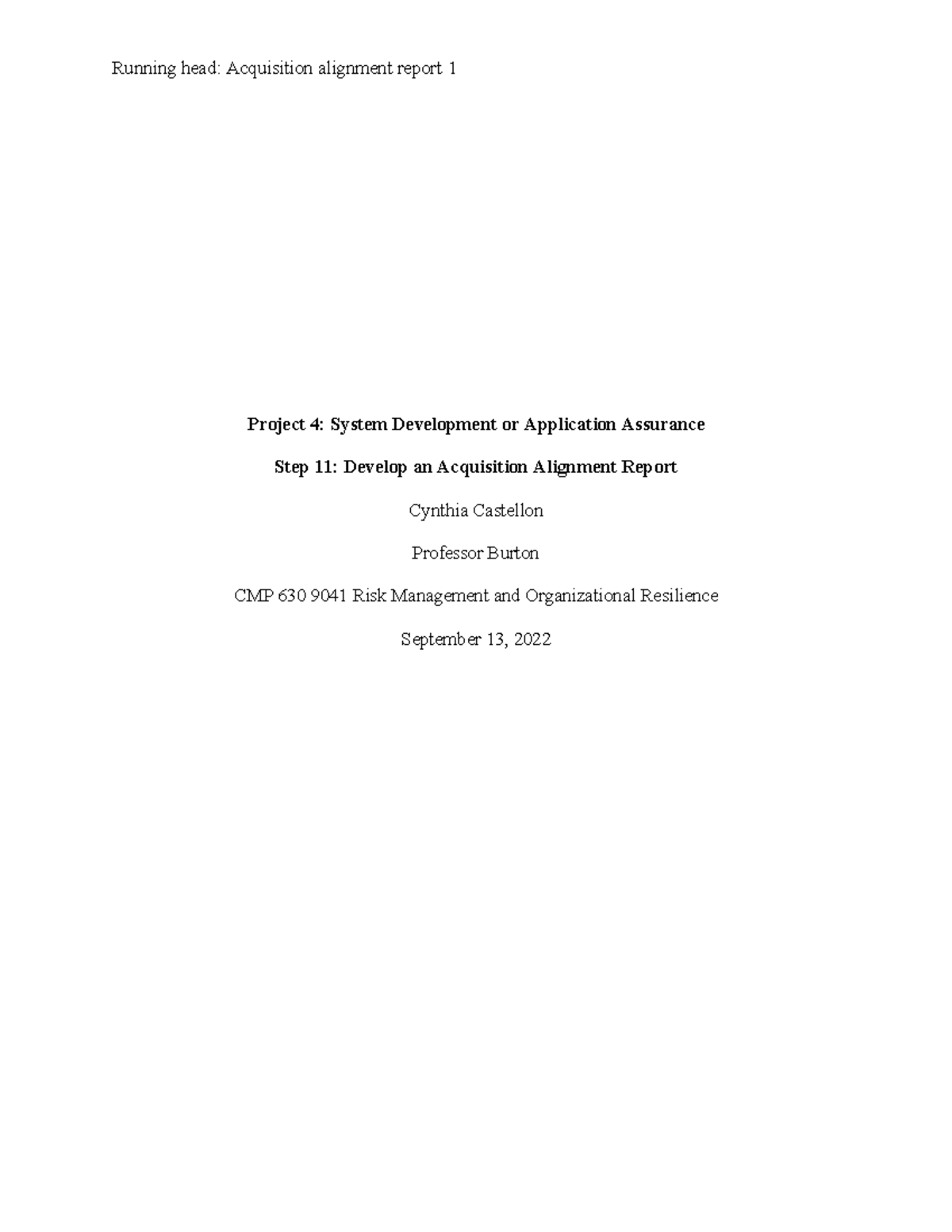 Ccastellon project 4 step 11 - Running head: Acquisition alignment ...