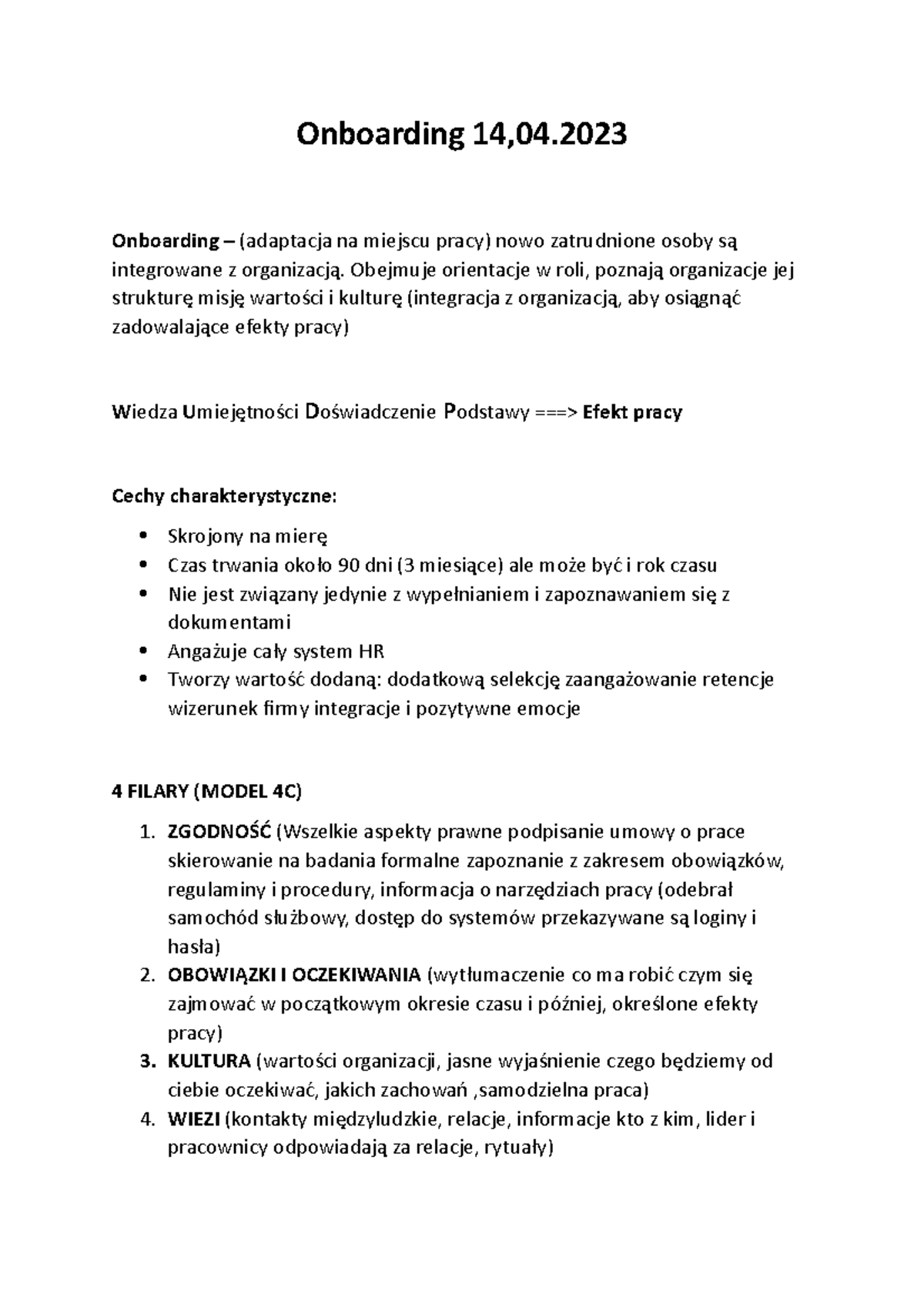 Onboarding- wprowadzenie nowego pracownika do organizacji - Onboarding 14,04. Onboarding – - Studocu