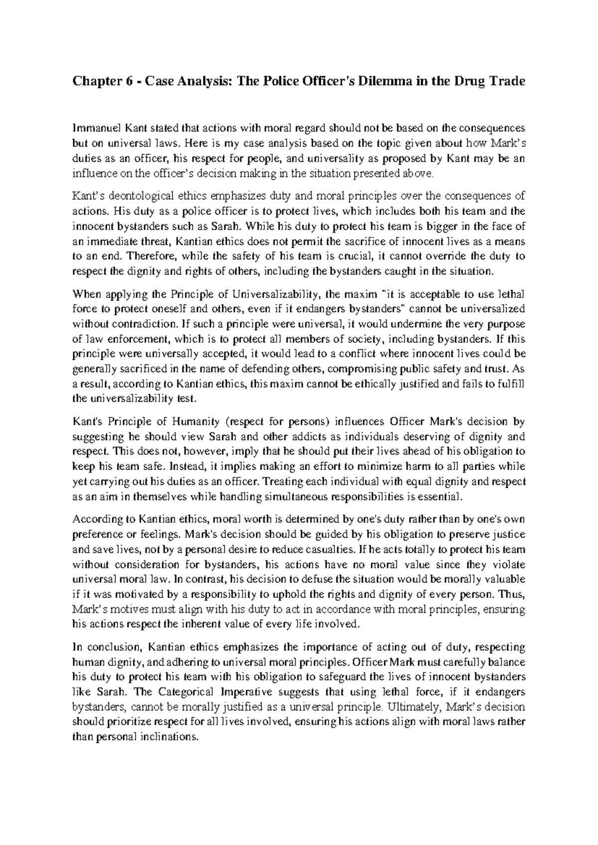 Chapter 6 - Notes and Case analysis - Chapter 6 - Case Analysis: The ...